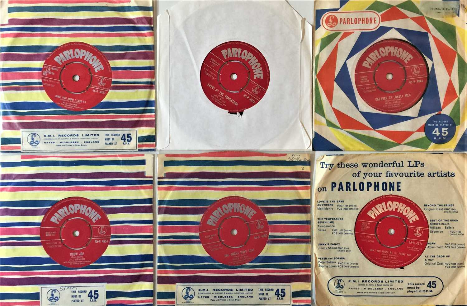 Lot 831 - 1961/ 62 RED 45-R SERIES PARLOPHONE 7"