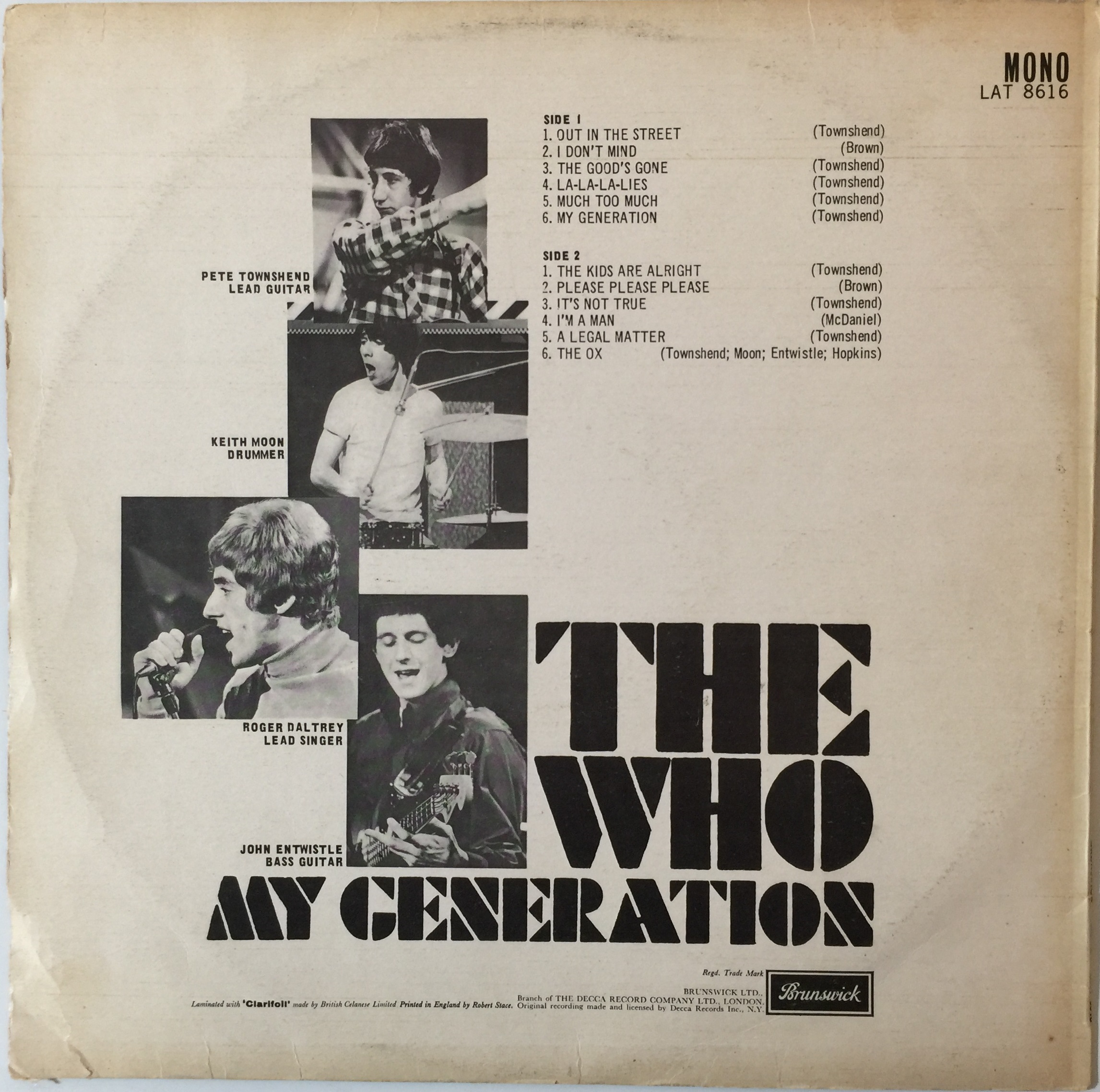Lot 771 - THE WHO - MY GENERATION LP (ORIGINAL UK
