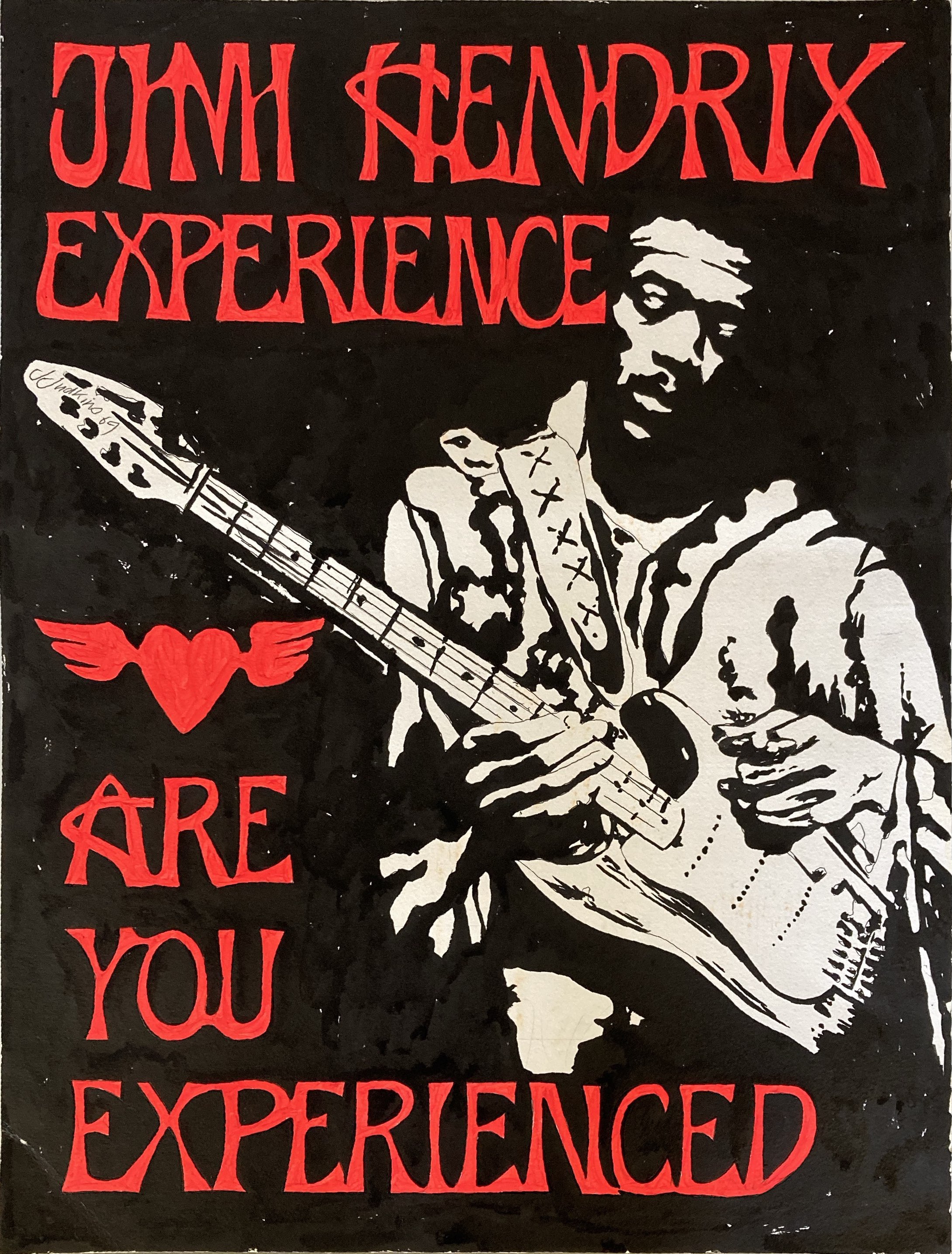 Lot 430 - JIMI HENDRIX HAND PAINTED POSTER.