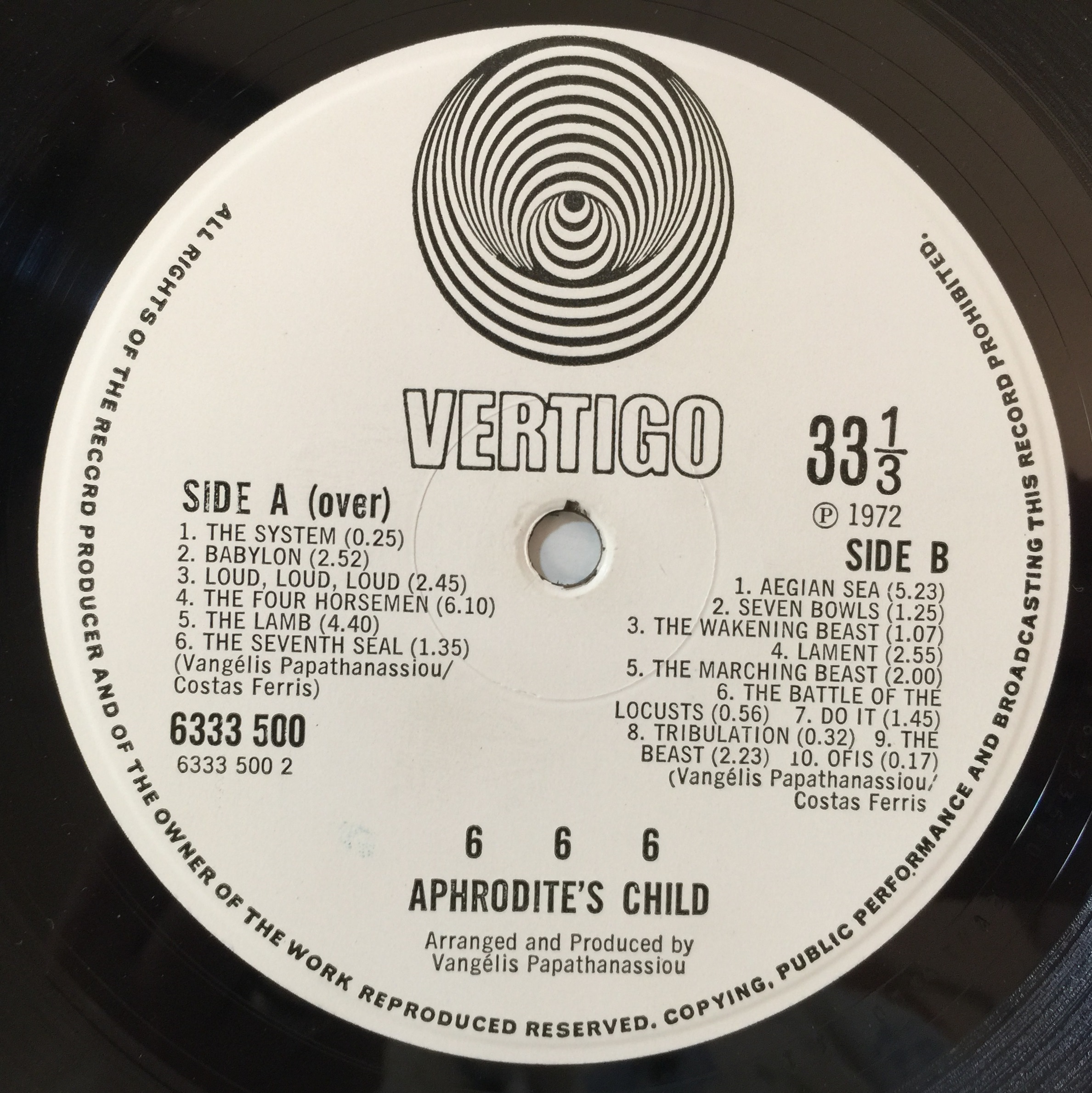 Lot 722 - APHRODITE'S CHILD - 666 LP (ORIGINAL UK