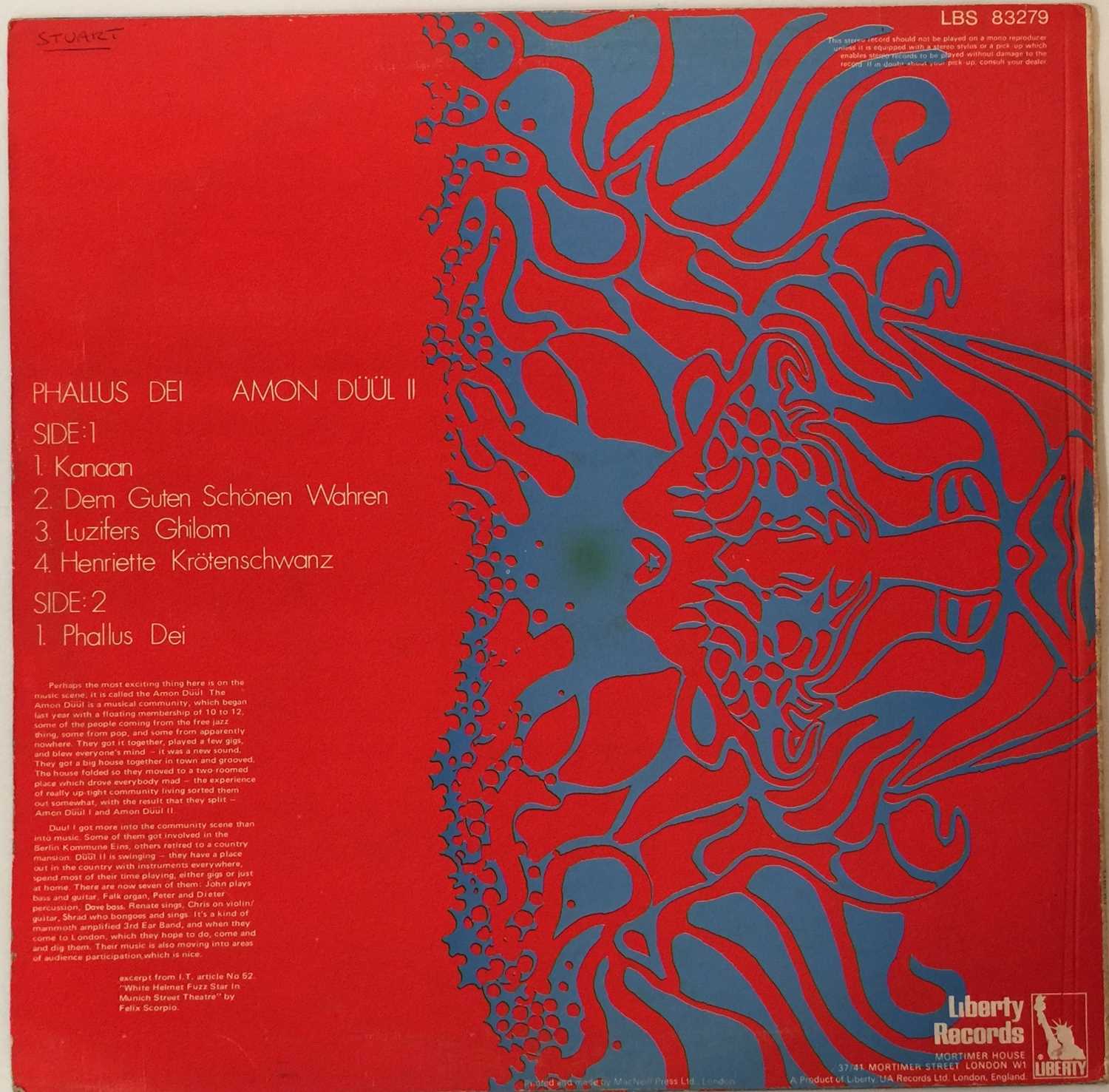 Lot 723 - AMON DUUL II - PHALLUS DEI LP (UK STEREO