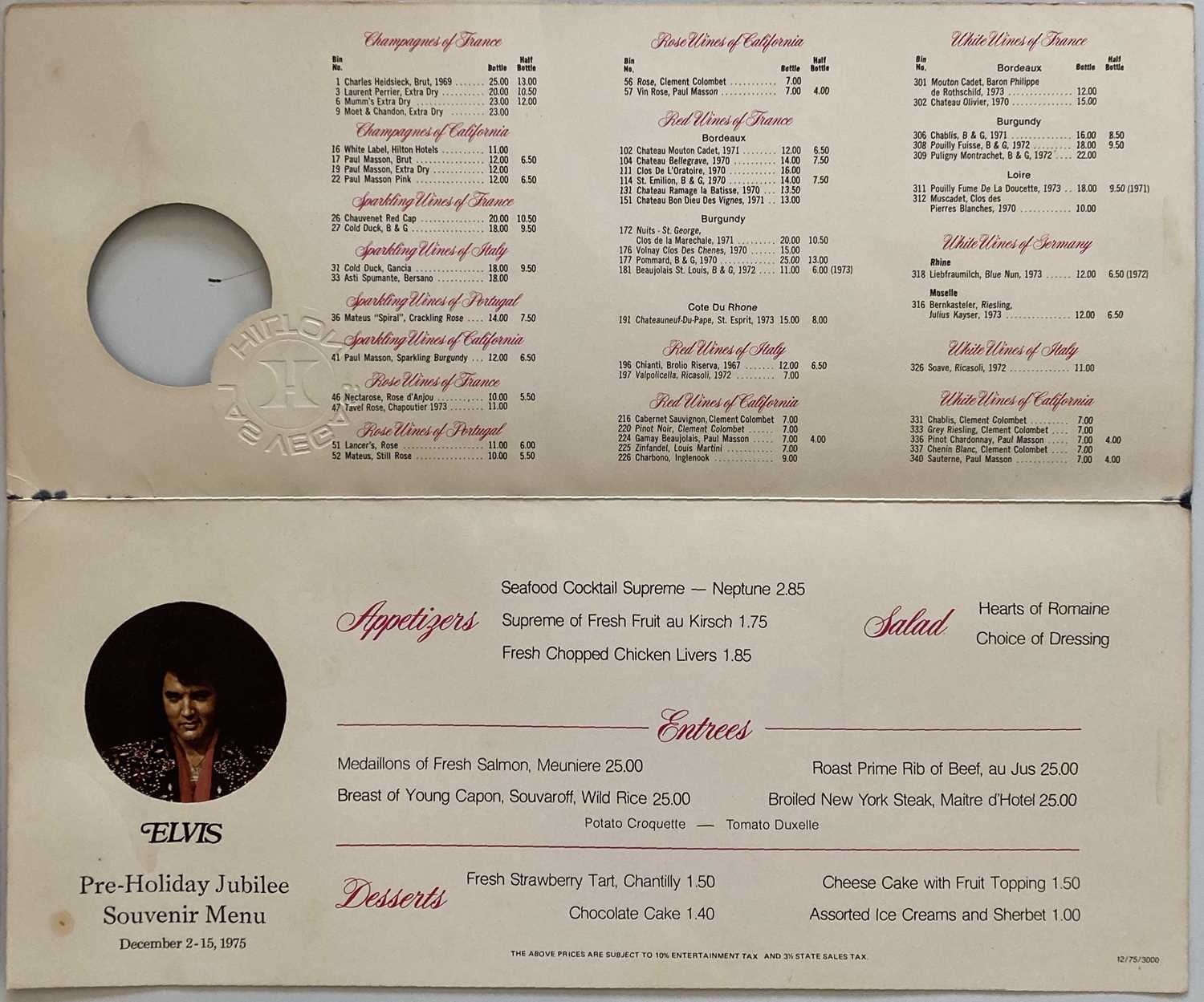 Lot 415 - ELVIS PRESLEY - FIRST AND LAST HILTON