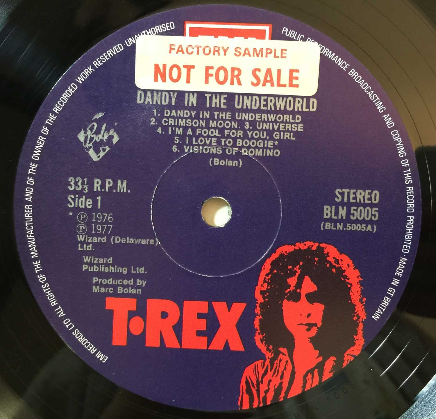 Lot 752 - T REX - DANDY IN THE UNDERWORLD LP - WITH