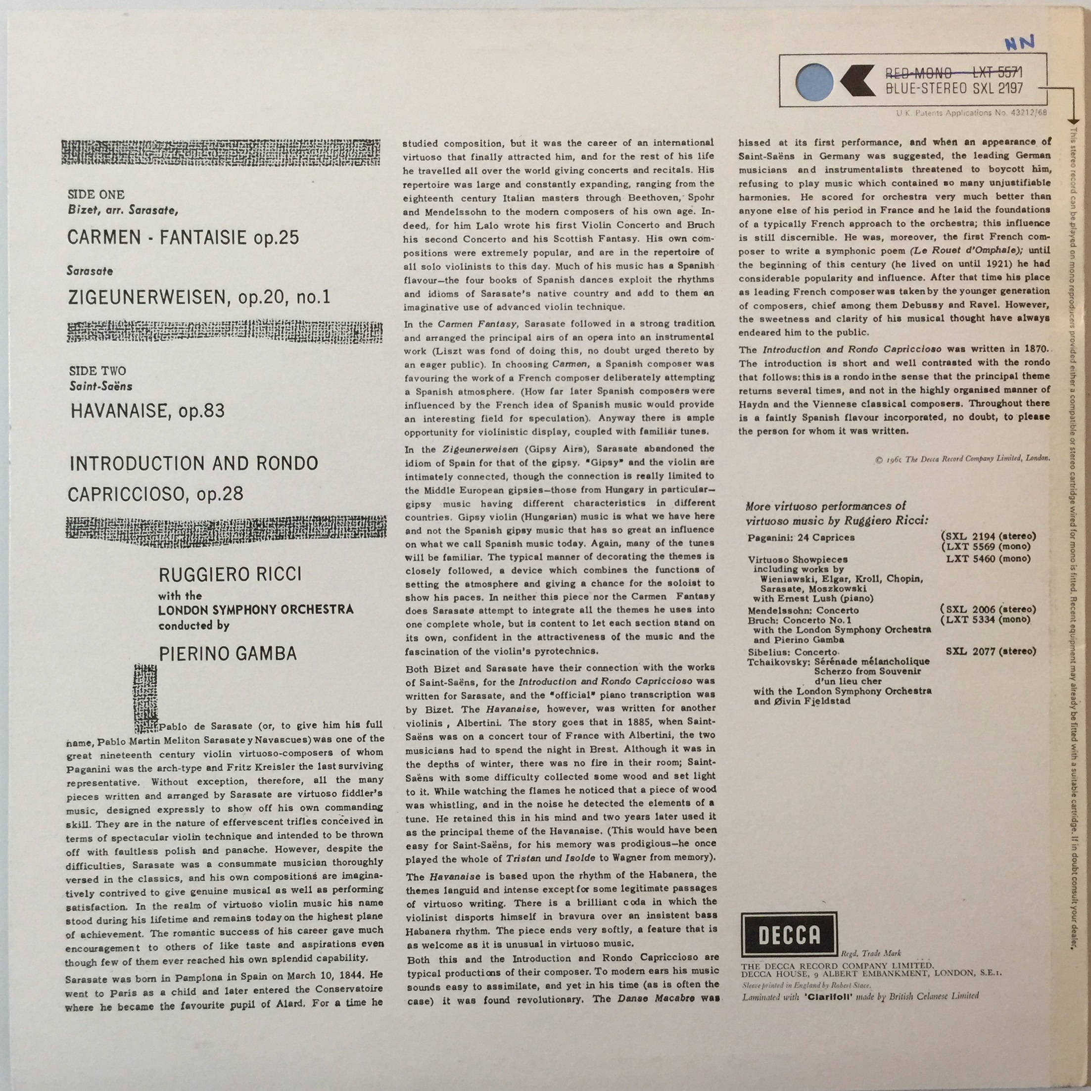 Lot 929 - RUGGIERO RICCI - LPS.