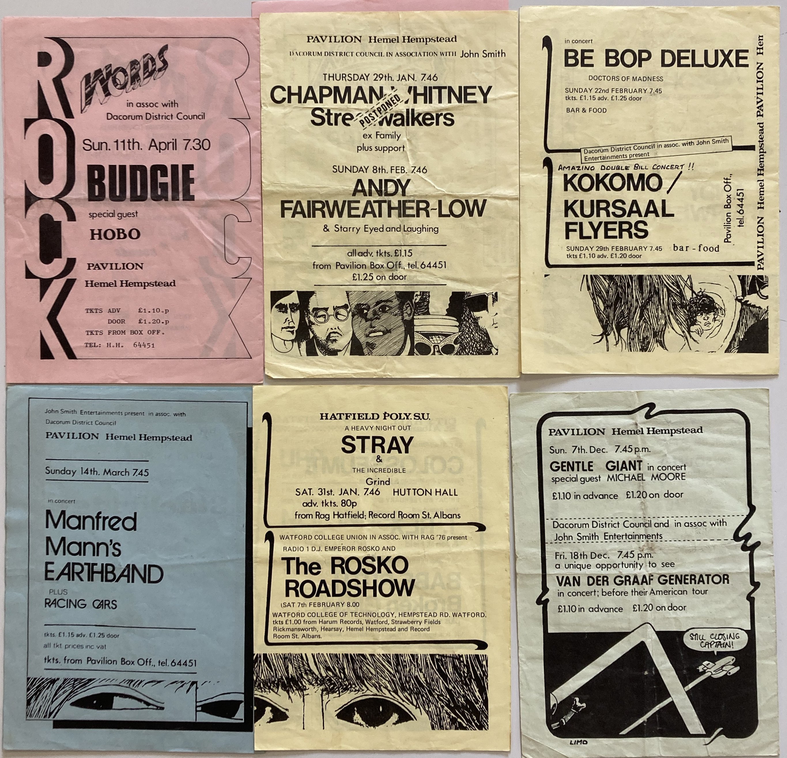 Lot 129 - 1976 CONCERT HANDBILLS - BUDGIE / JUDAS