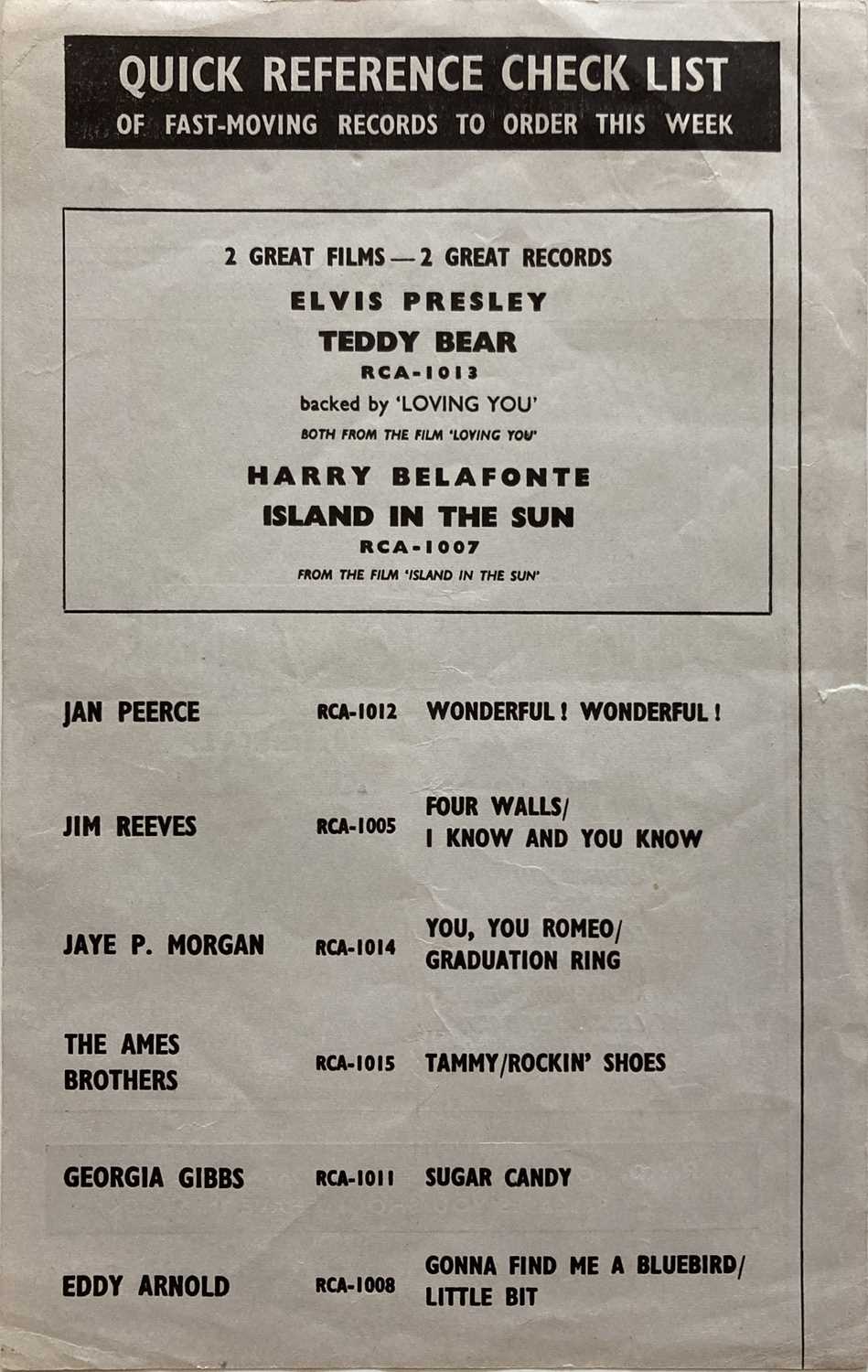 Lot 441 - ELVIS 1957 RCA FLYER.