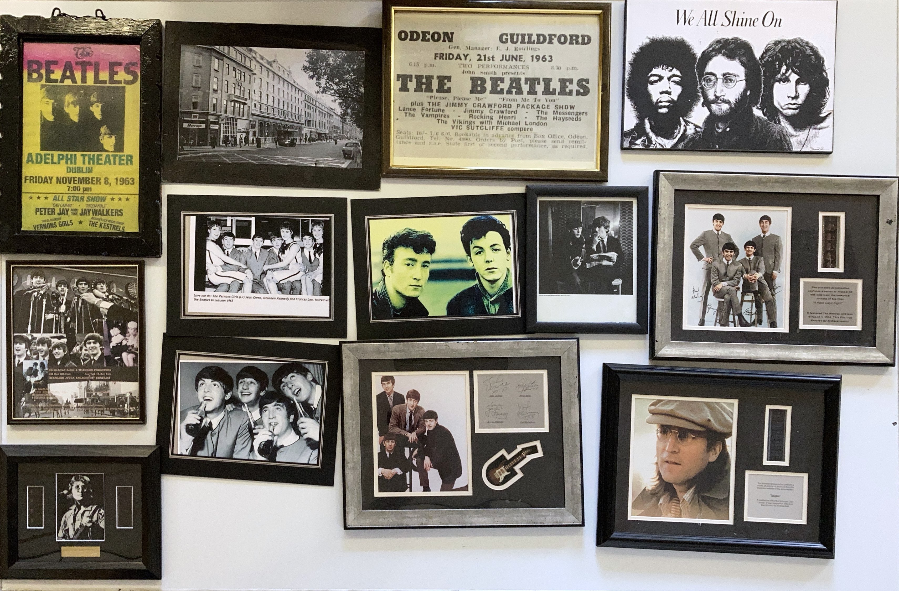 Lot 201 - FRAMED BEATLES ITEMS.
