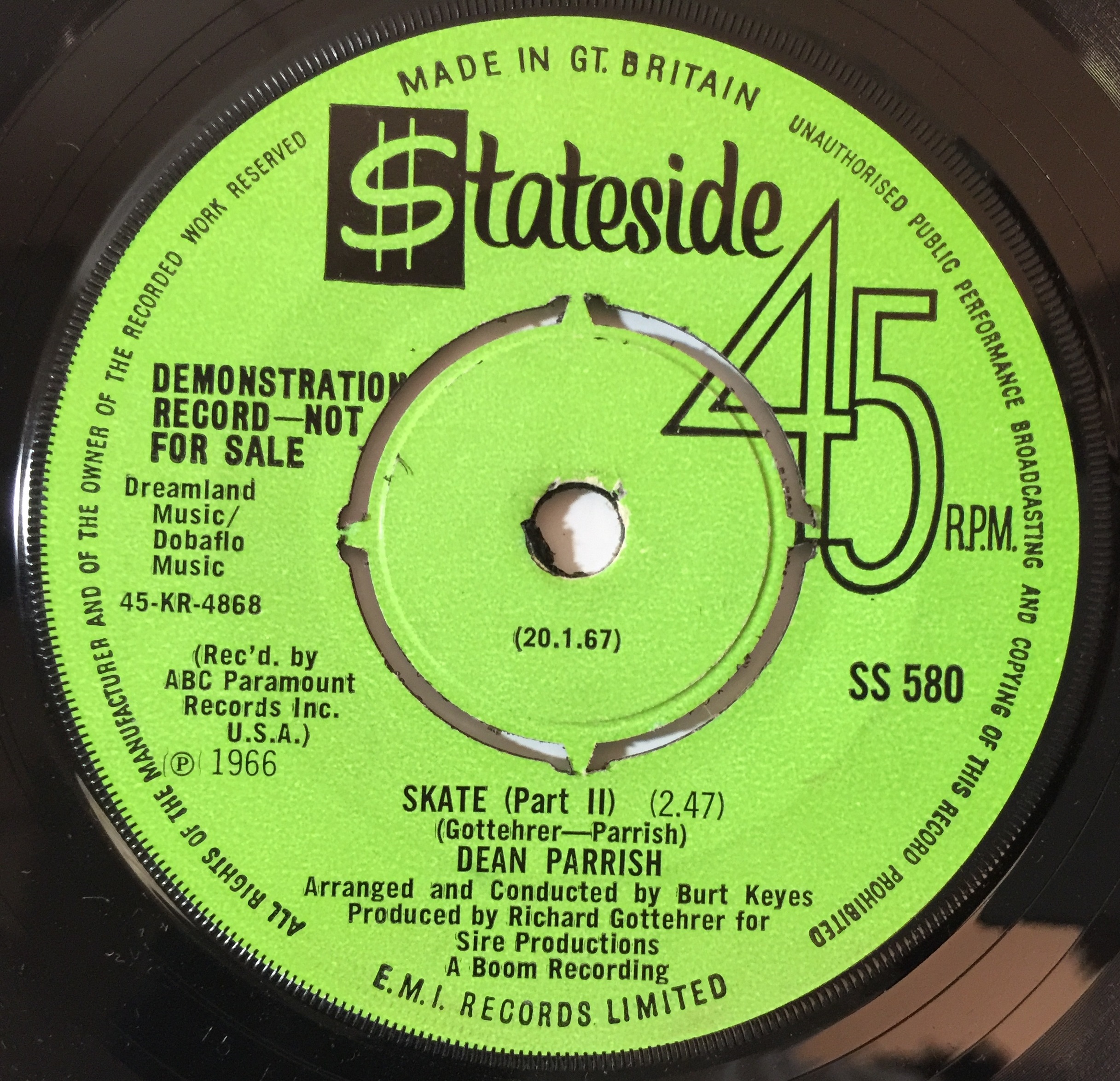 Lot 710 - DEAN PARRISH 7" STATESIDE DEMOS