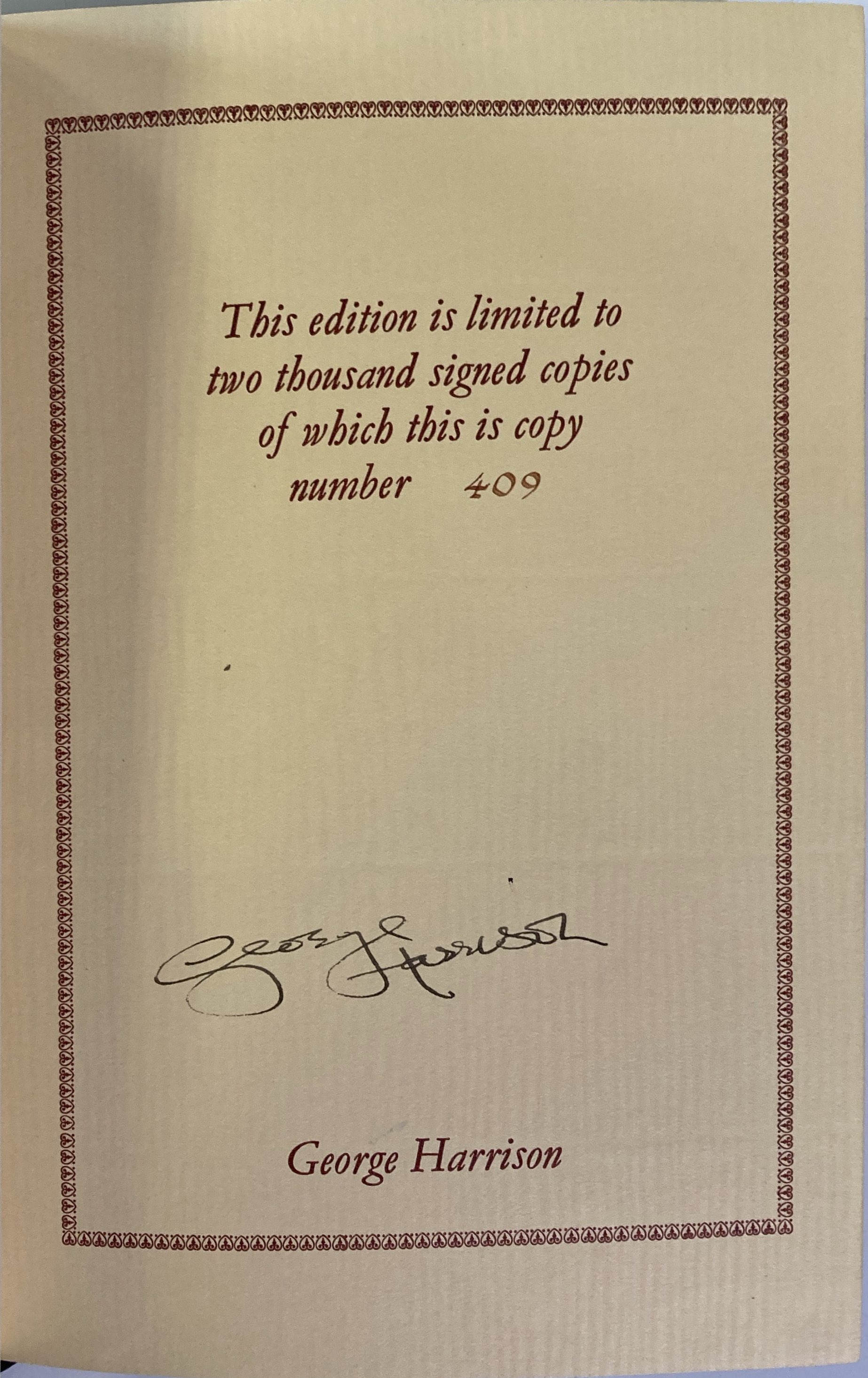 Lot 186 - GEORGE HARRISON - I ME MINE SIGNED GENESIS