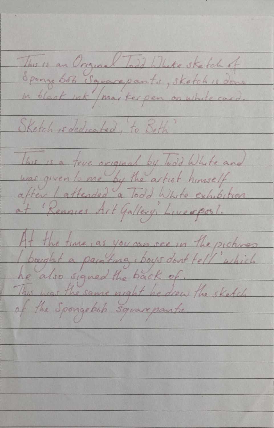 Lot 83 - SPONGBOB SQUAREPANTS - ORIGINAL DOODLE BY