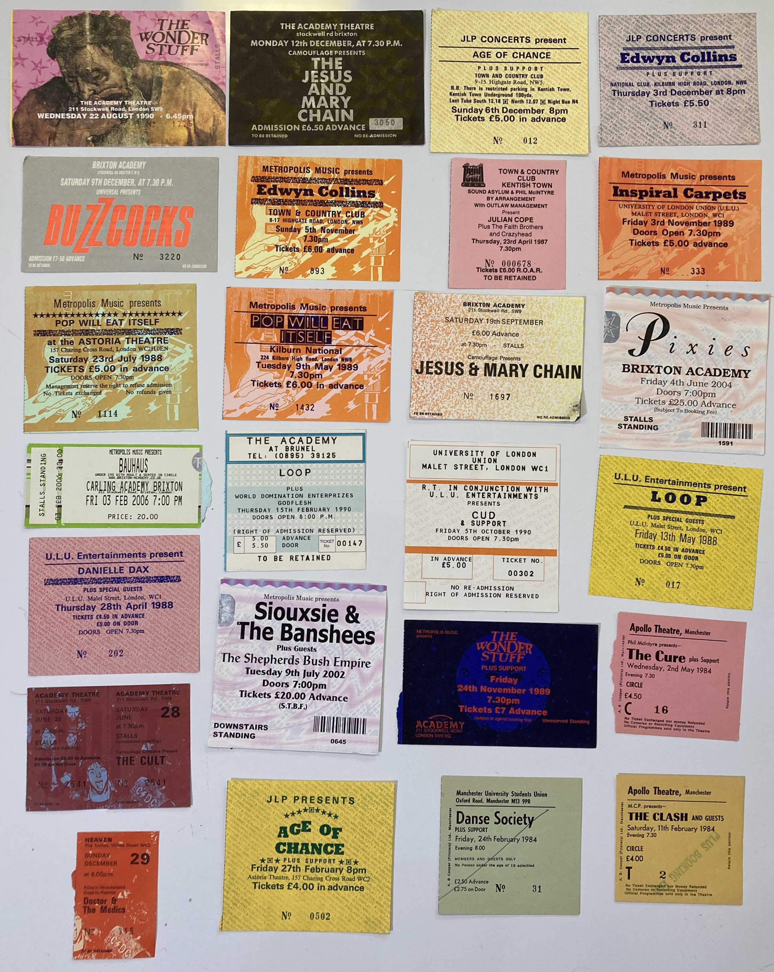Lot 181 - PUNK AND NEW WAVE CONCERT TICKETS