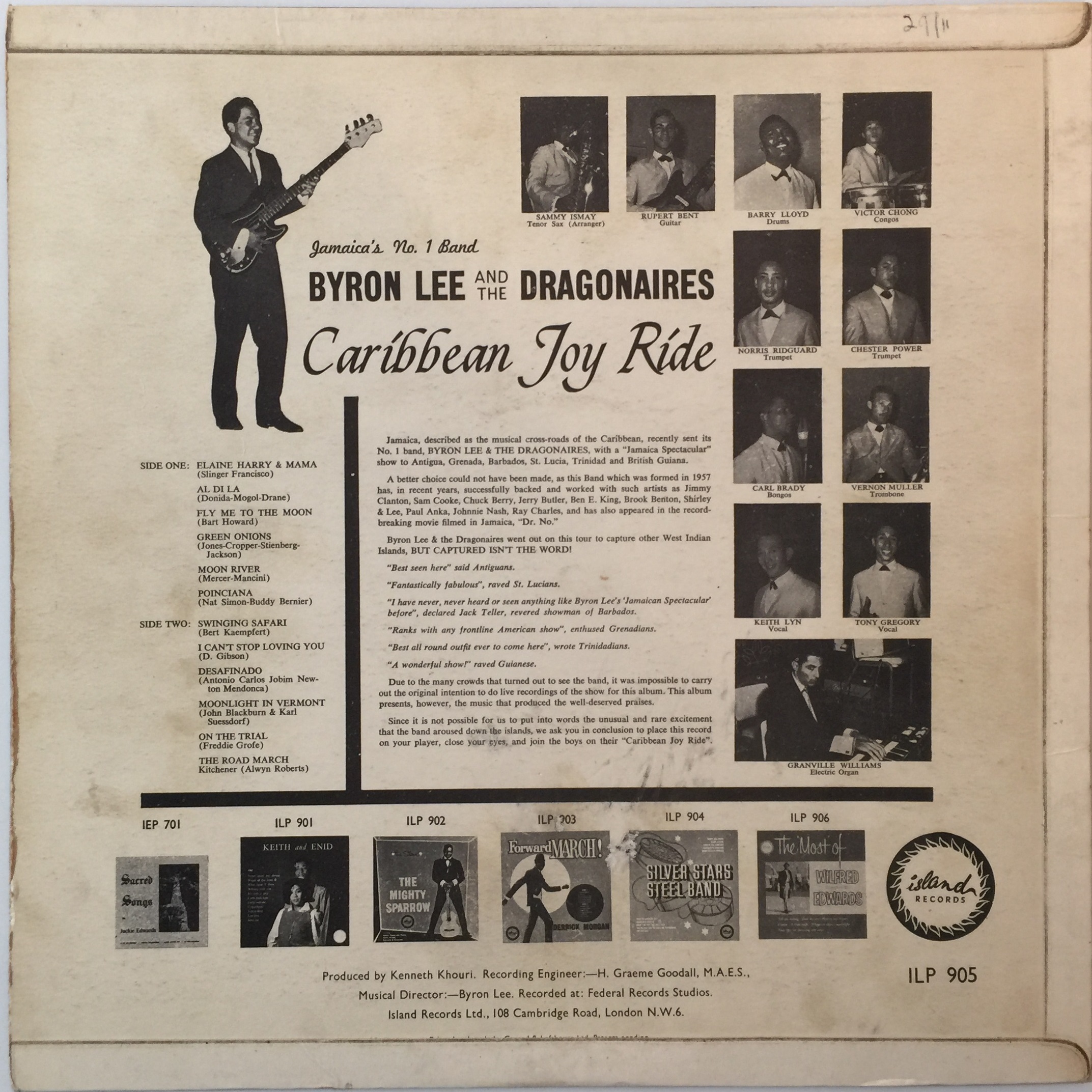 Lot 701 - BYRON LEE AND THE DRAGONAIRES - CARIBBEAN