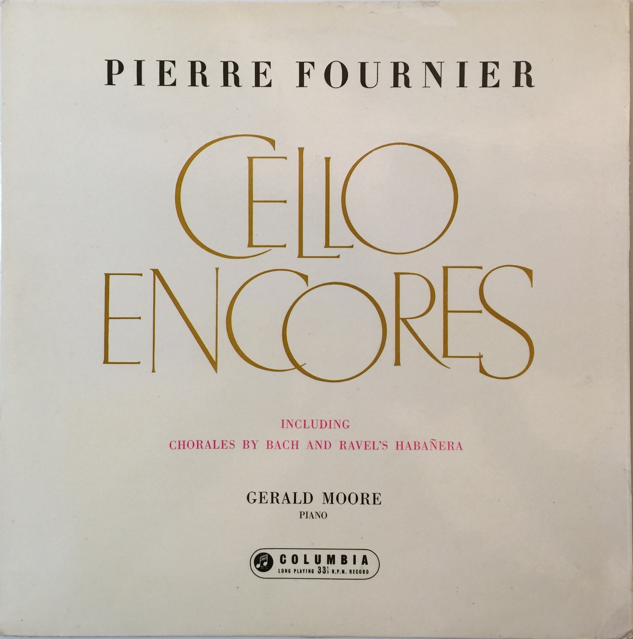 Lot 885 - PIERRE FOURNIER - CELLO ENCORES LP (ORIGINAL