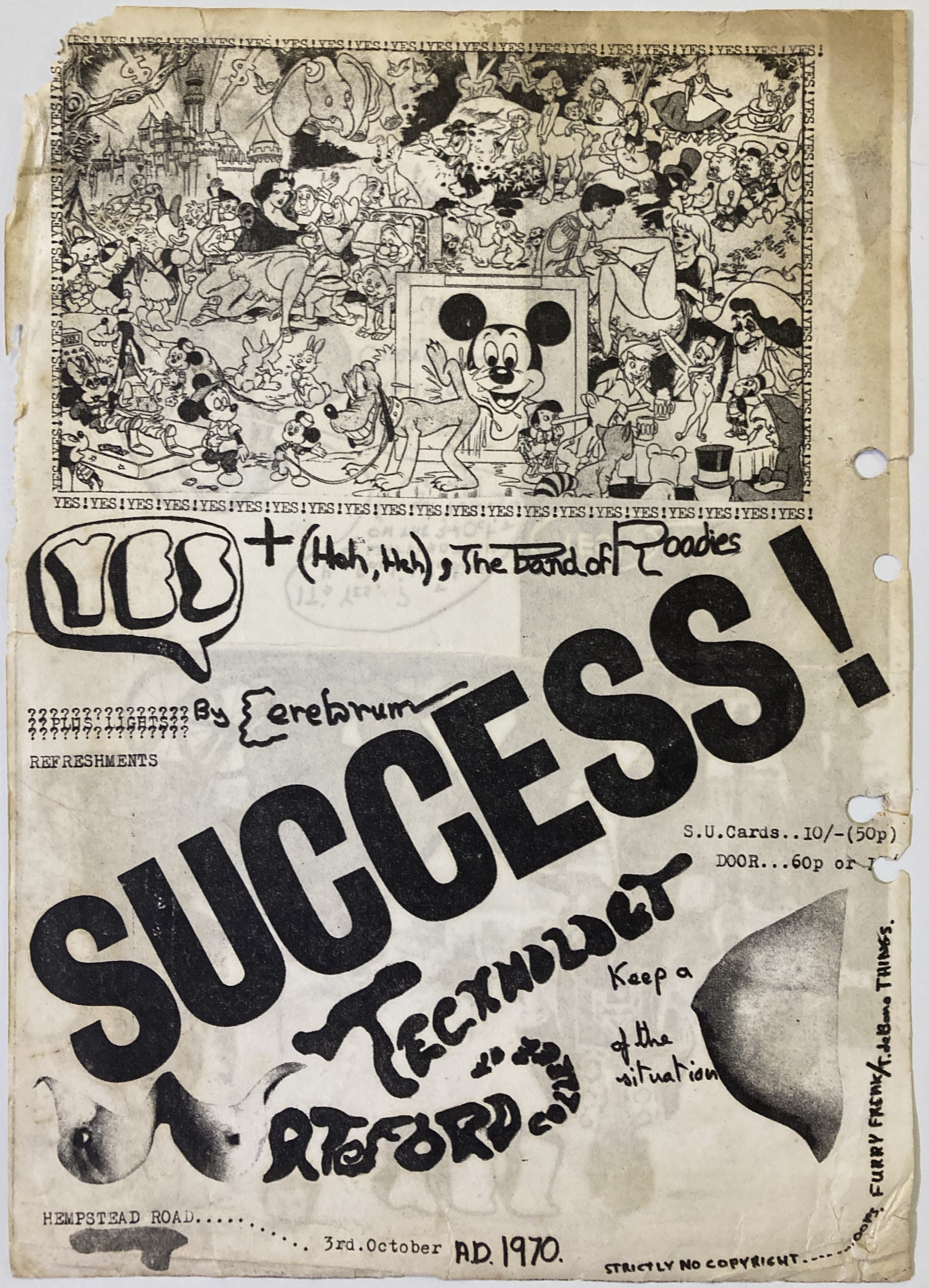 Lot 166 - ORIGINAL 1970 YES CONCERT HANDBILL.