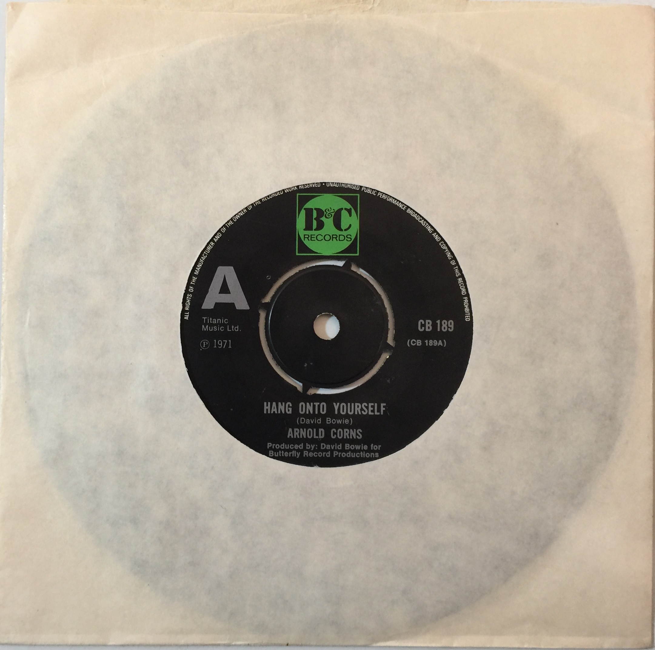 Lot 7 - ARNOLD CORNS - HANG ONTO YOURSELF 7" (ORIGINAL