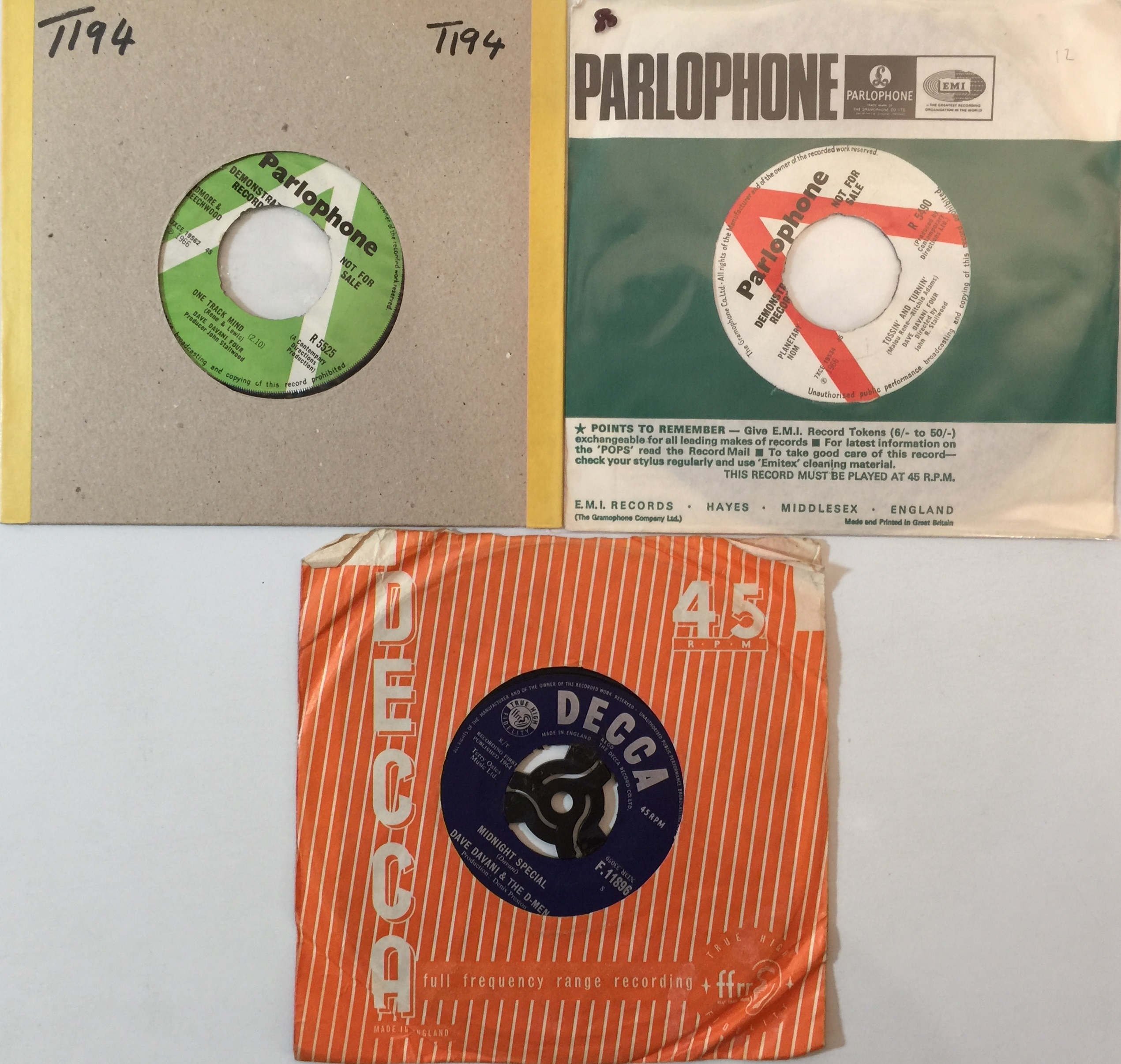 Lot 8 - DAVE DAVANI FOUR/D-MEN - UK 7" BUNDLE