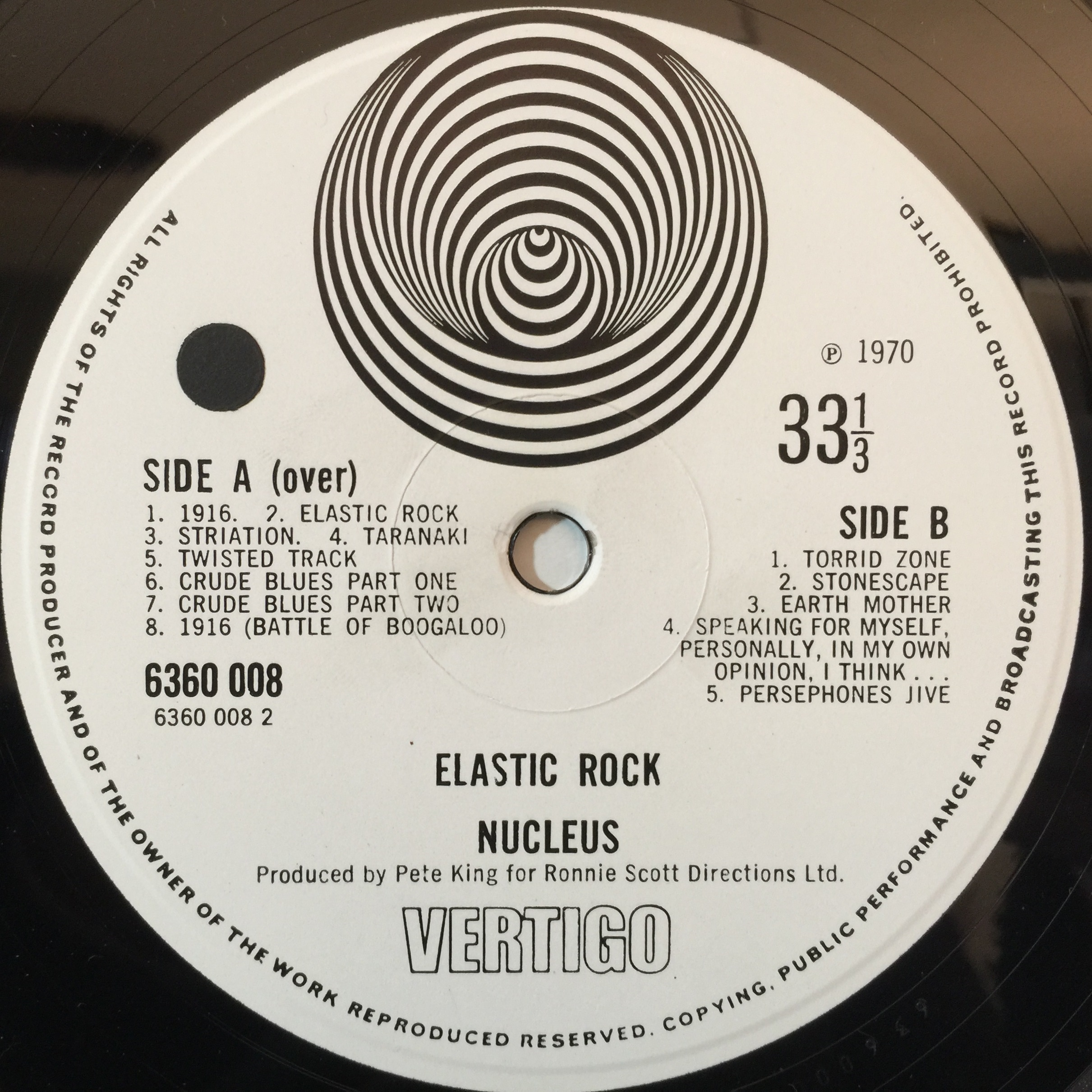 Lot 50 - NUCLEUS - ELASTIC ROCK LP (ORIGINAL UK COPY