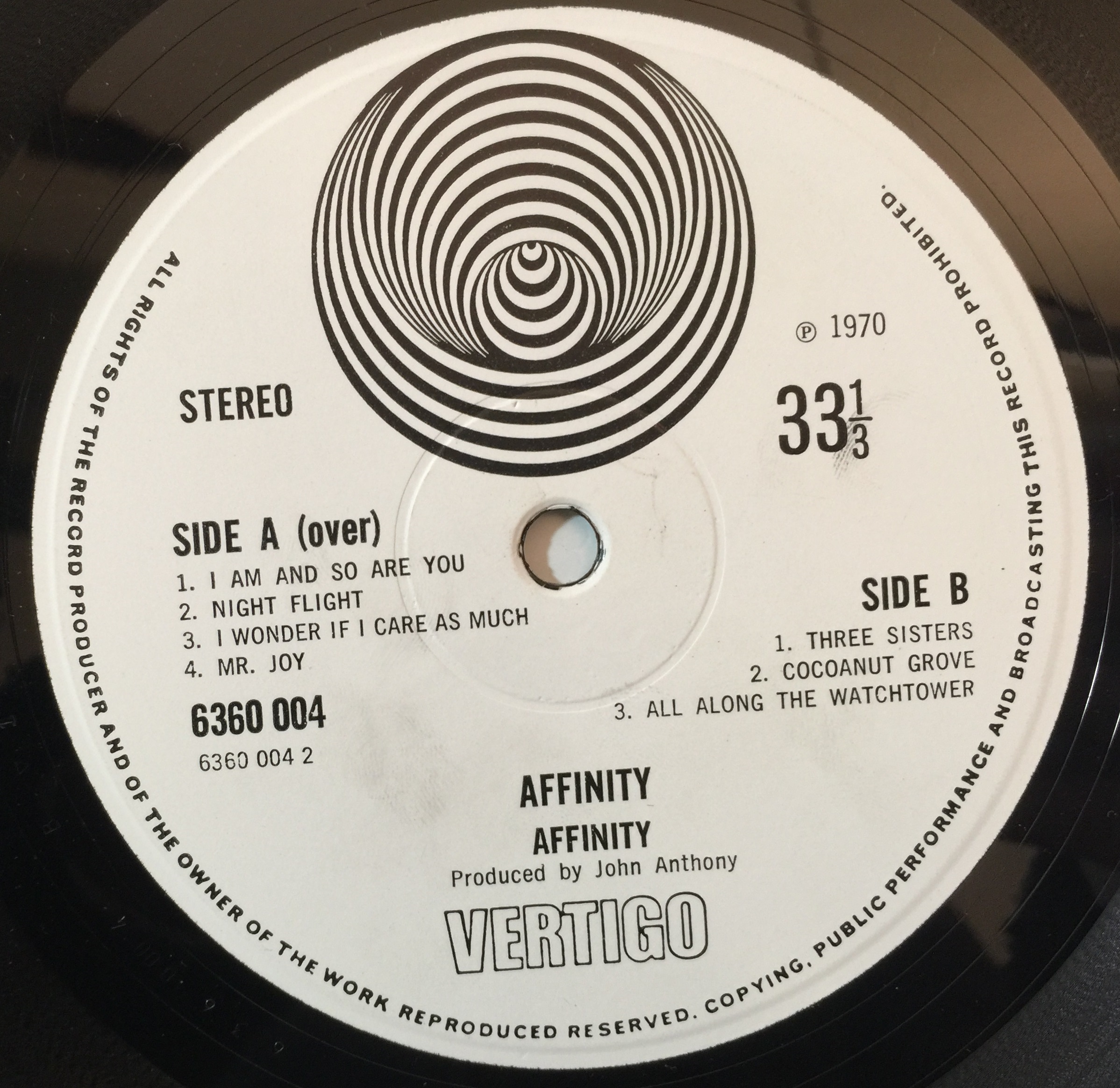 Lot 59 - AFFINITY - AFFINITY LP (ORIGINAL UK PRESSING