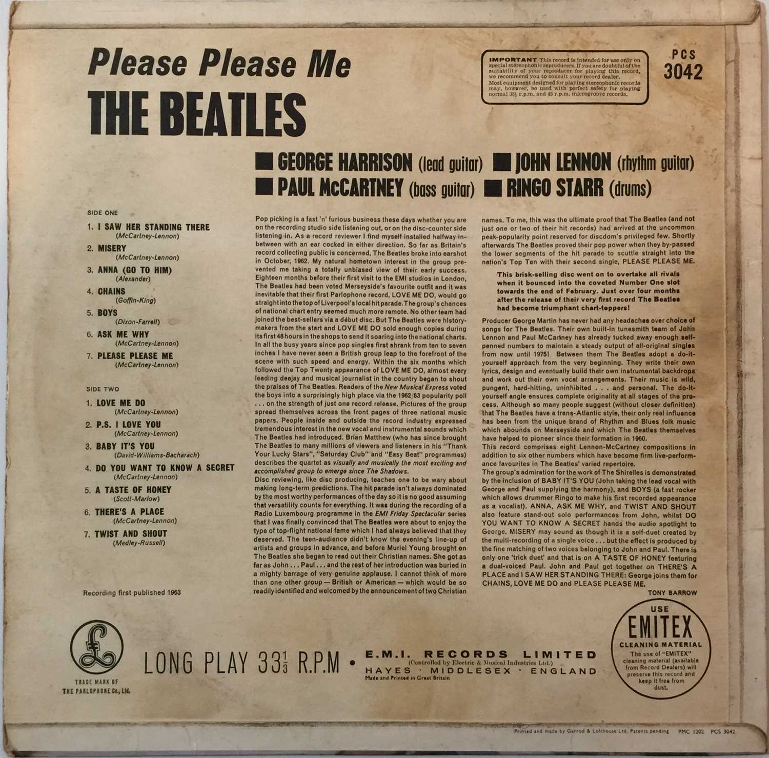 Lot 74 - THE BEATLES - PLEASE PLEASE ME LP (MID 1960s