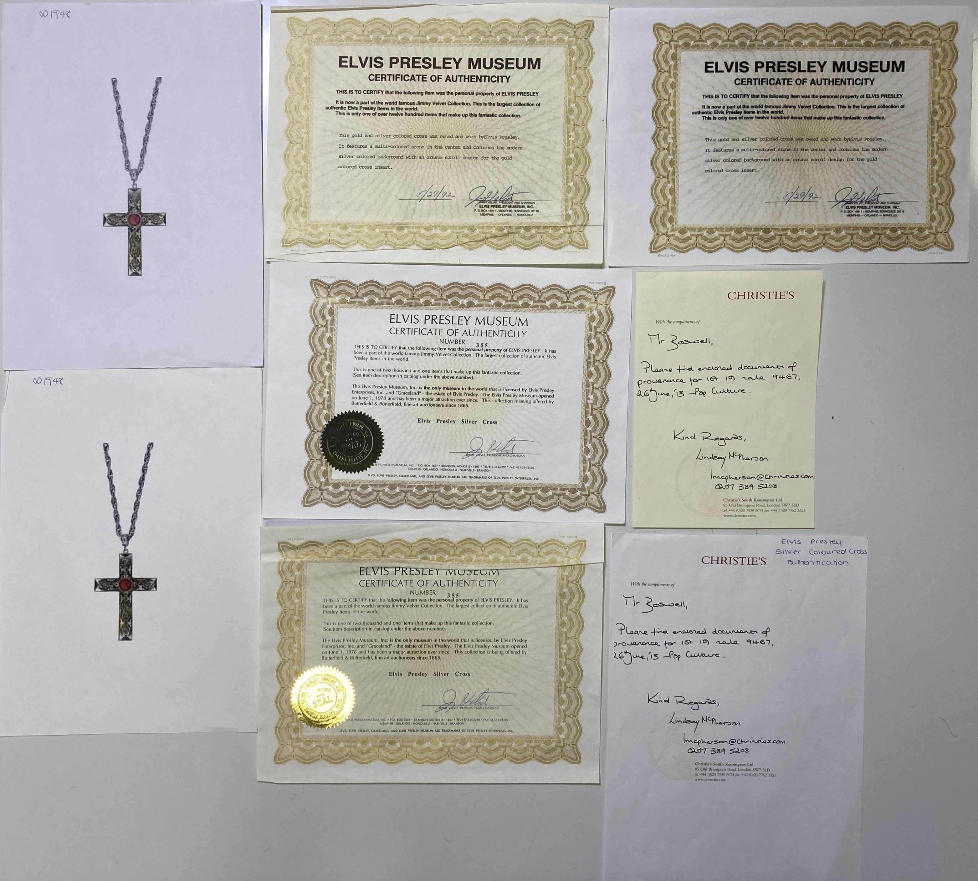 Lot 217 - ELVIS PRESLEY OWNED AND WORN SILVER CROSS