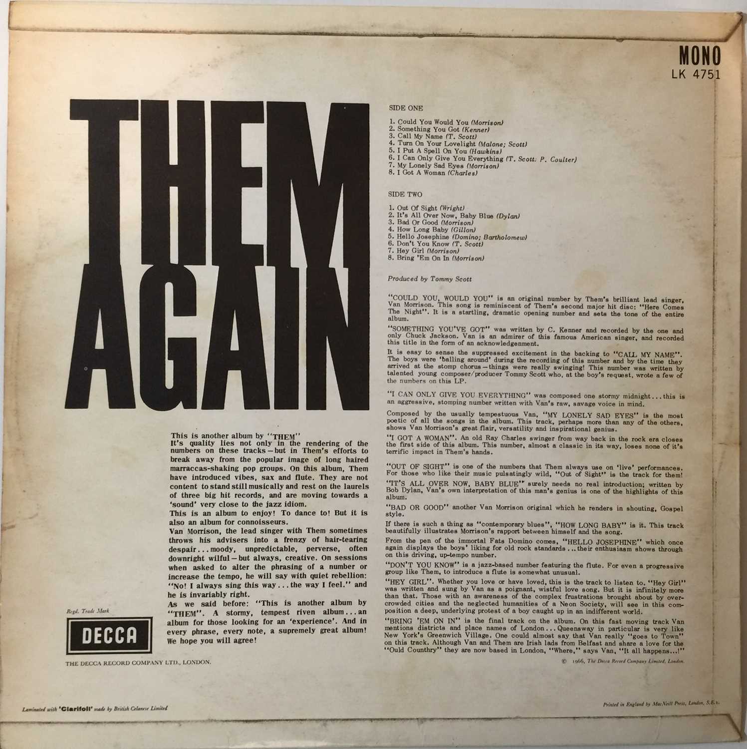 Lot 4 - THEM - THEM AGAIN LP (ORIGINAL UK COPY - DECCA