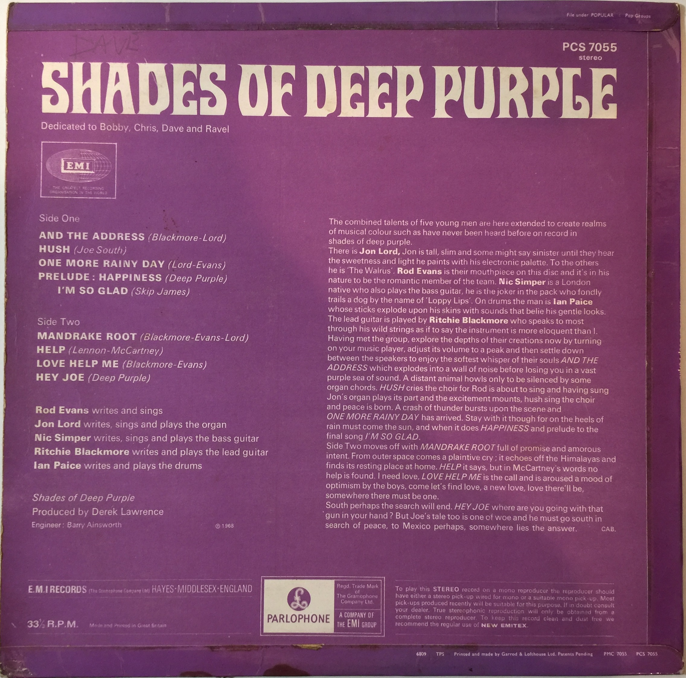 Lot 11 - DEEP PURPLE - SHADES OF DEEP PURPLE LP