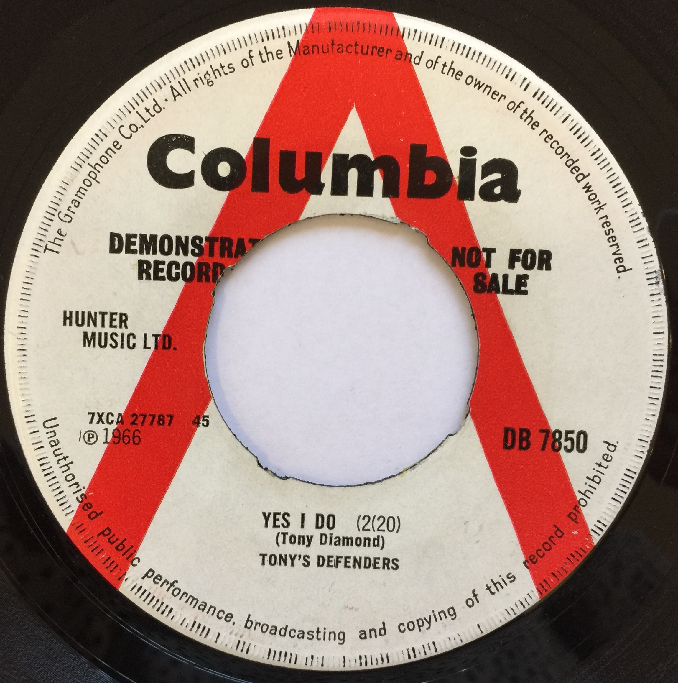 Lot 29 - TONY'S DEFENDERS - ORIGINAL UK 7" COLUMBIA