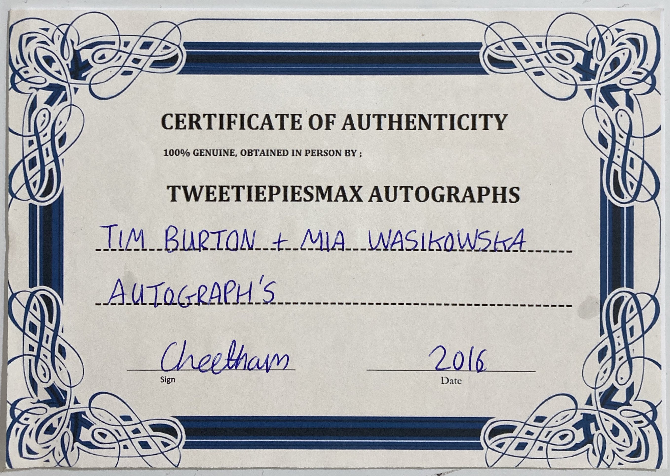 Lot 231 - FILM / POPULAR CULTURE AUTOGRAPHS - TIM