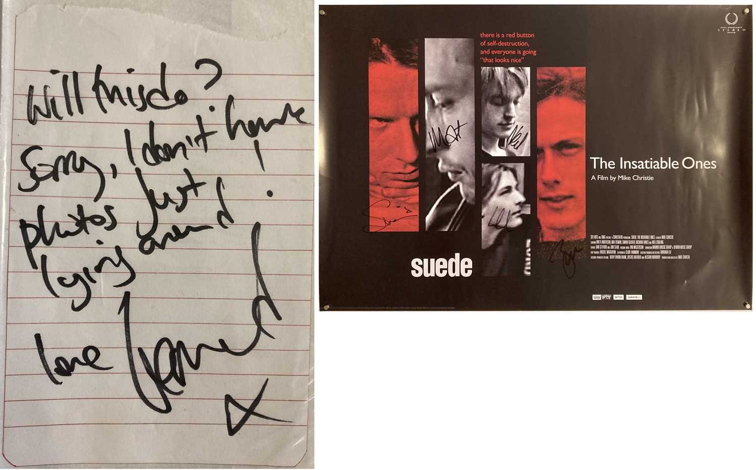 Lot 293 - SUEDE SIGNED ITEMS