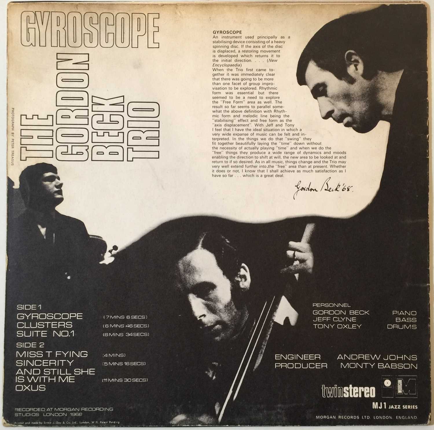 Lot 92 - THE GORDON BECK TRIO - GYROSCOPE LP (ORIGINAL