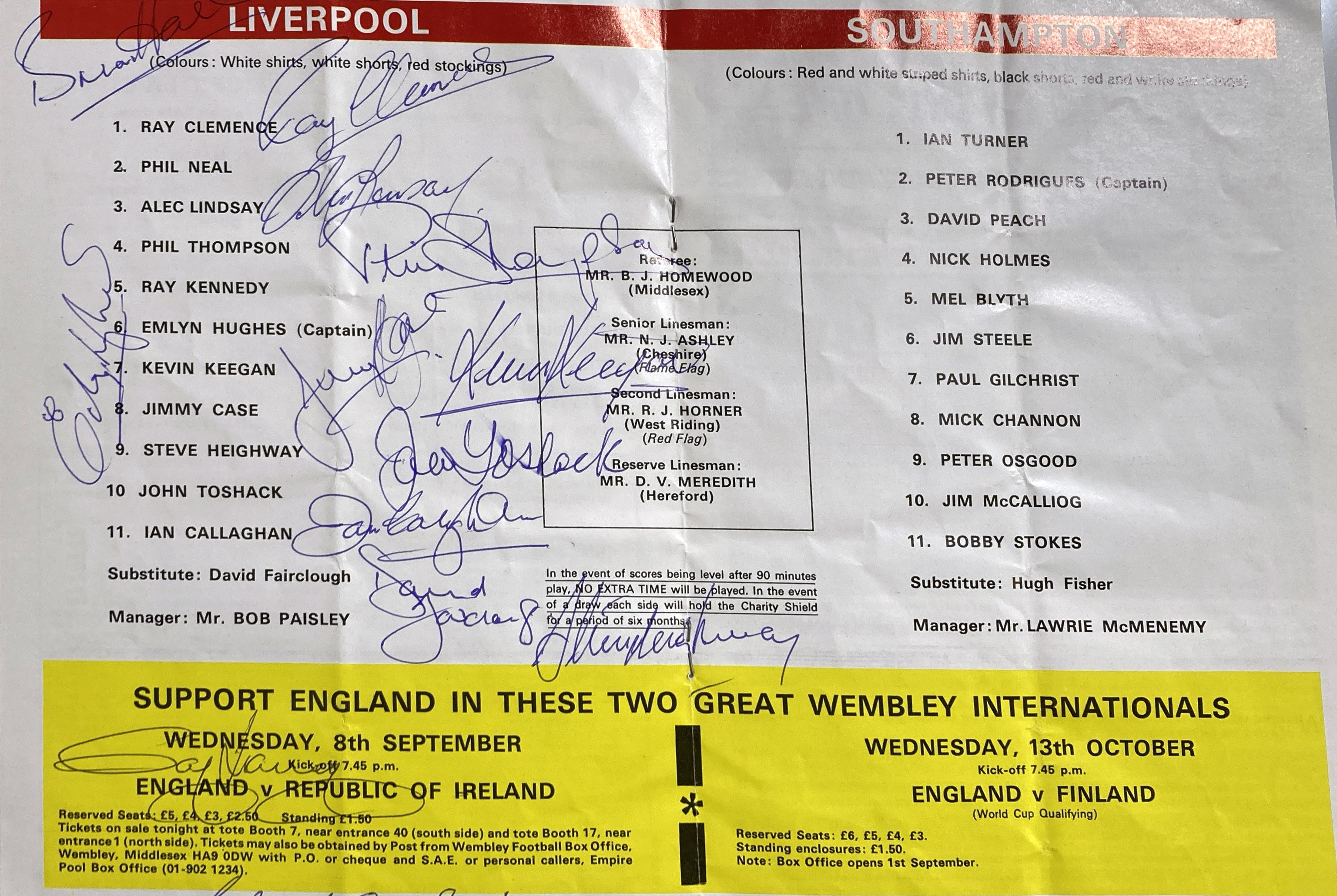 Lot 178 - LIVERPOOL FC - COLLECTION OF AUTOGRAPHS.