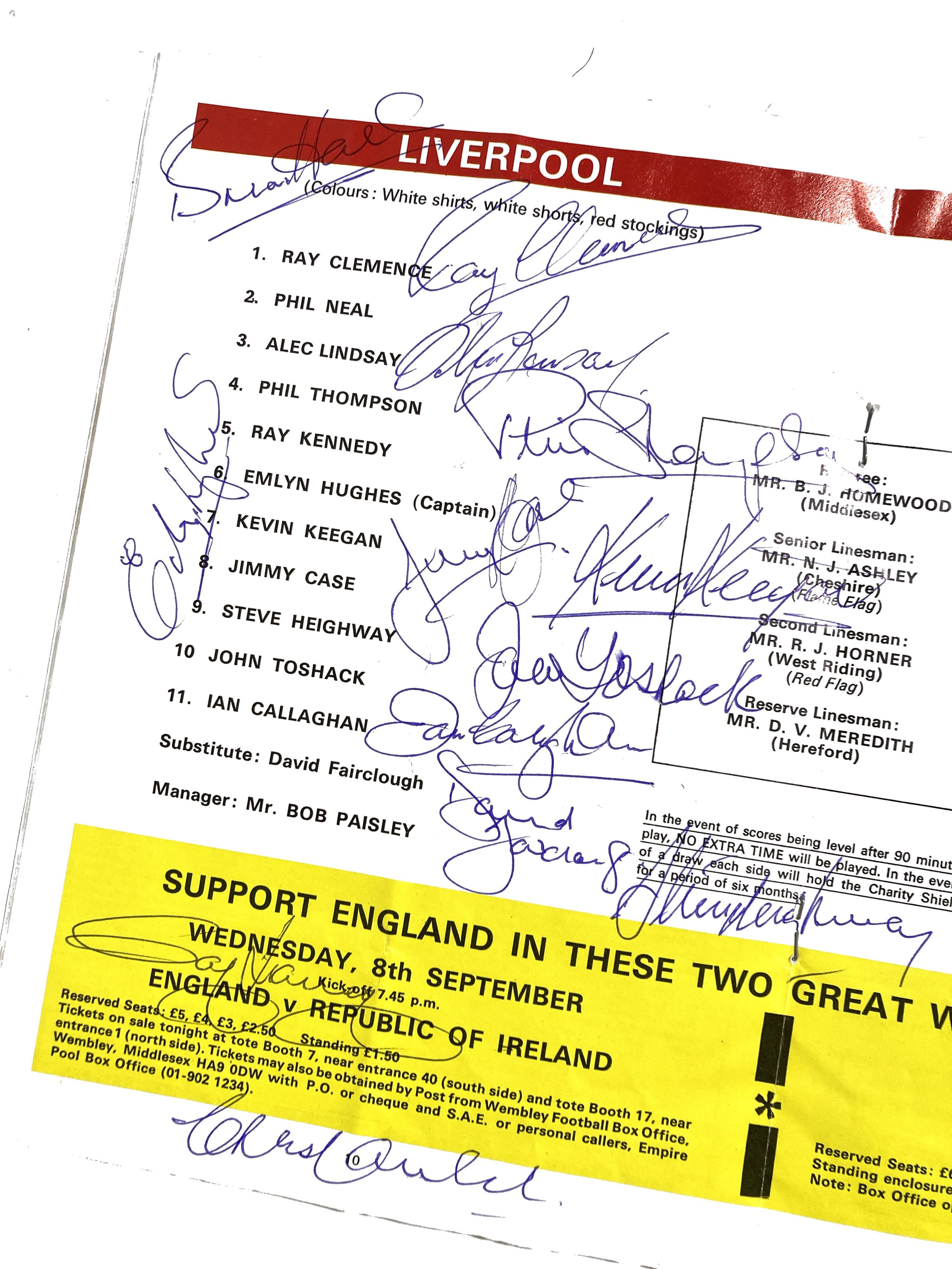 Lot 178 - LIVERPOOL FC - COLLECTION OF AUTOGRAPHS.