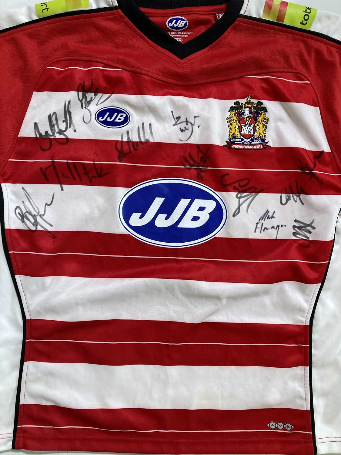 Lot 201 - WIGAN - RUGBY SIGNED SHIRTS.