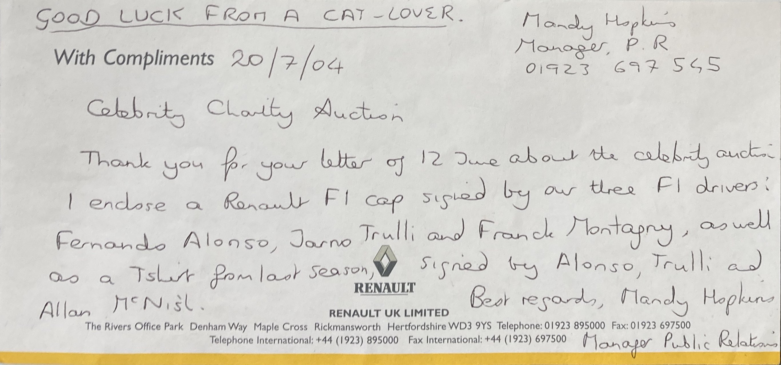 Lot 205 - FORMULA ONE SIGNED CLOTHING & MERCH