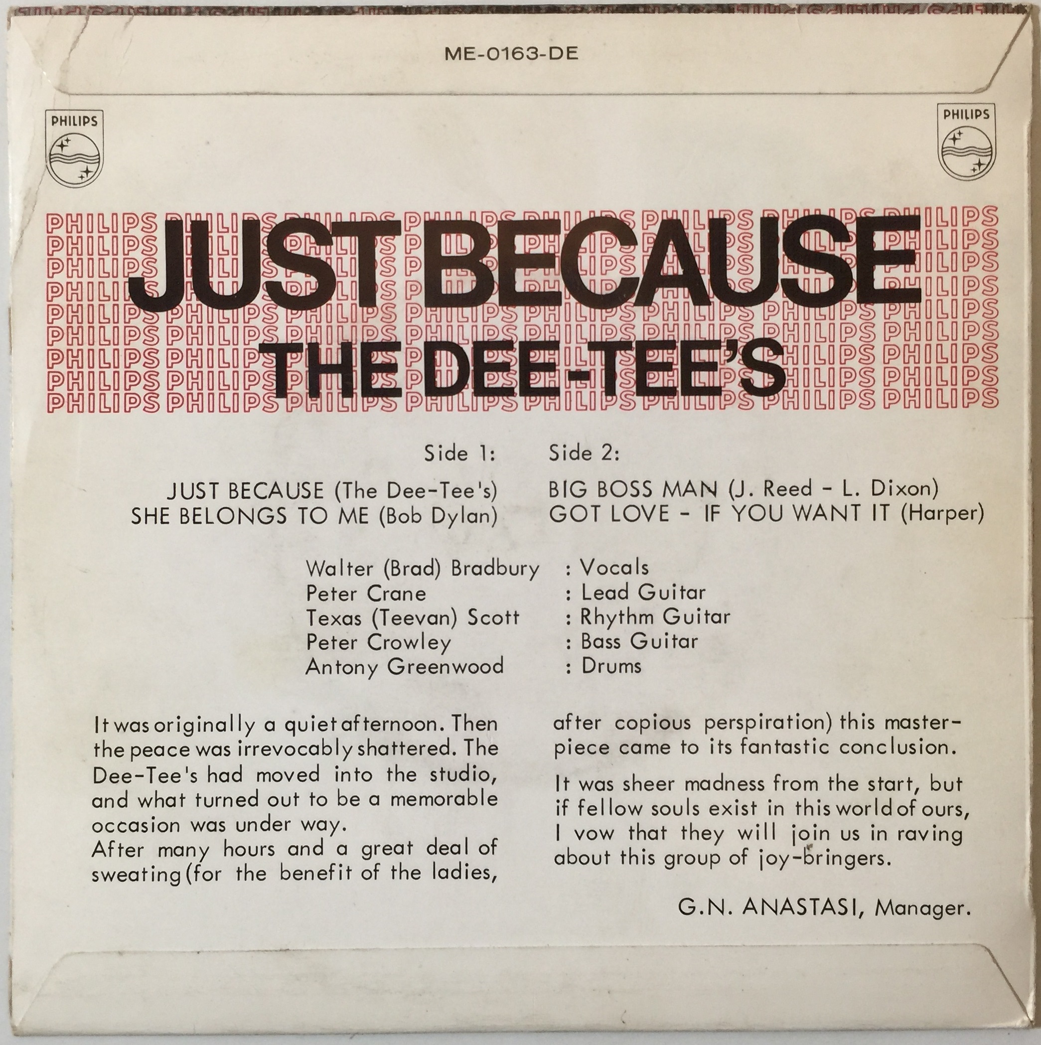 Lot 206 - THE DEE-TEE'S - JUST BECAUSE IT'S THE