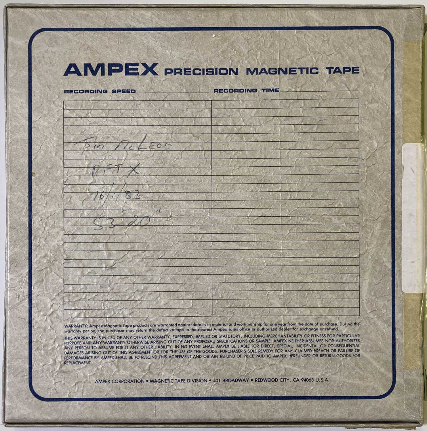 Lot 303 - NEW ORDER - LIVE RECORDING - MASTER TAPE