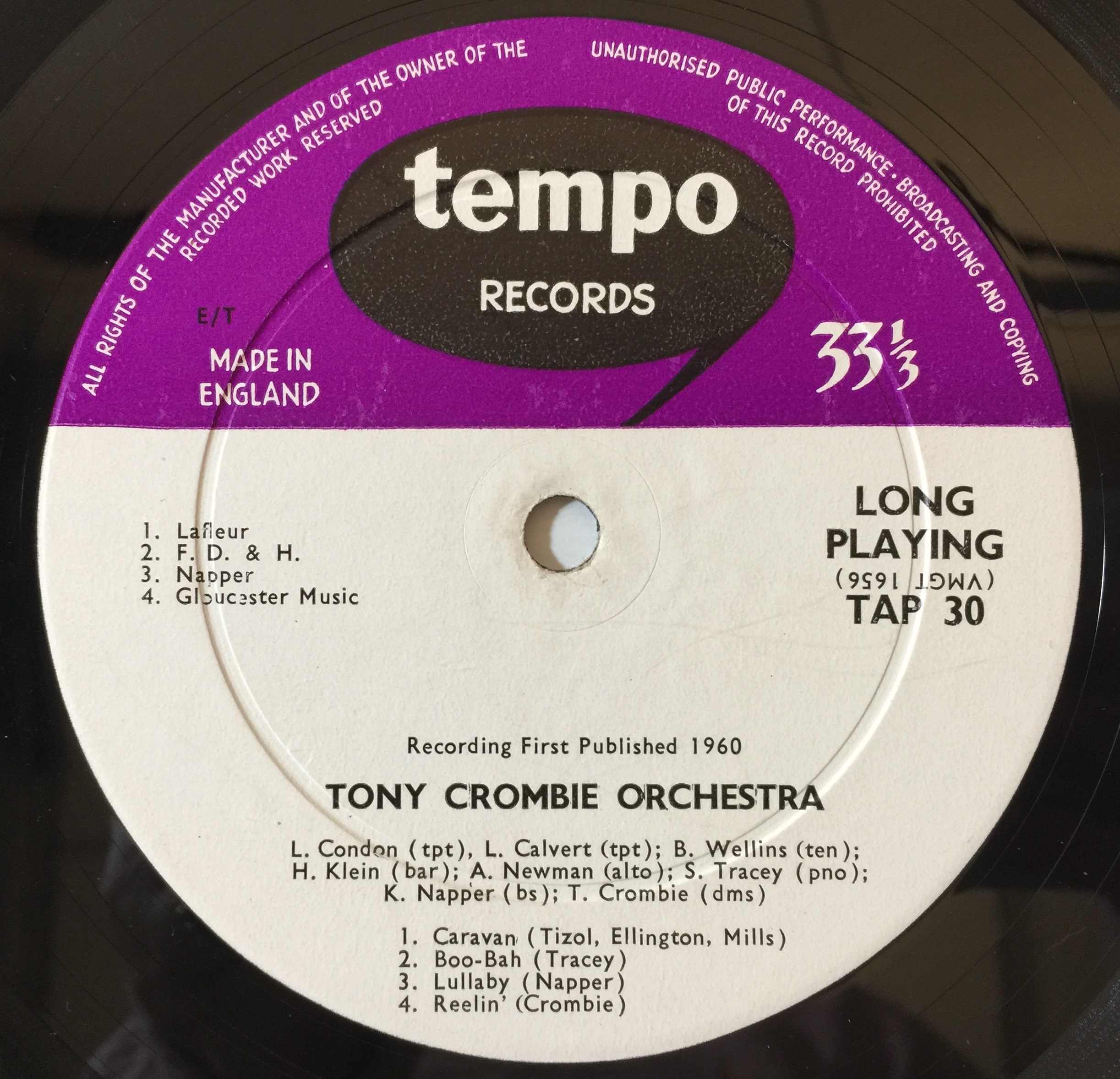 Lot 104 - TONY CROMBIE ORCHESTRA - JAZZ INC LP (UK