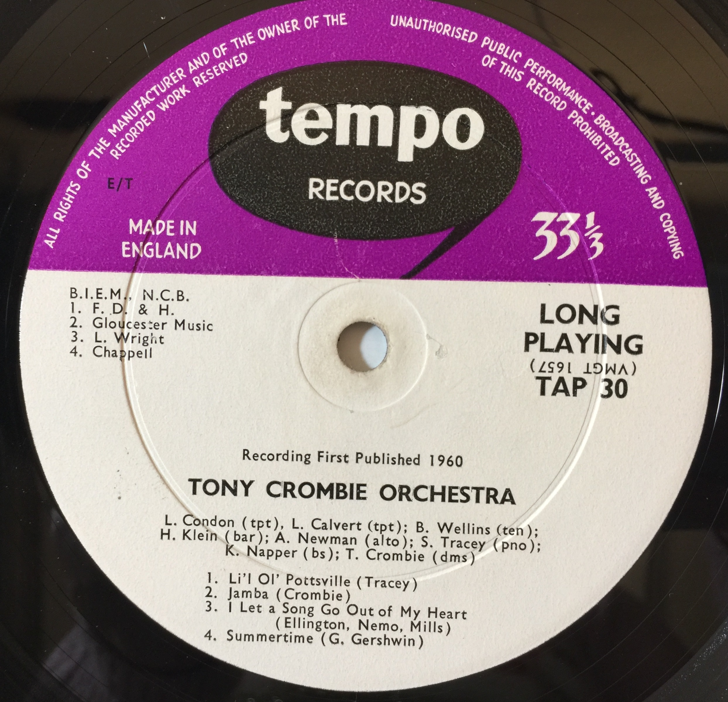 Lot 104 - TONY CROMBIE ORCHESTRA - JAZZ INC LP (UK