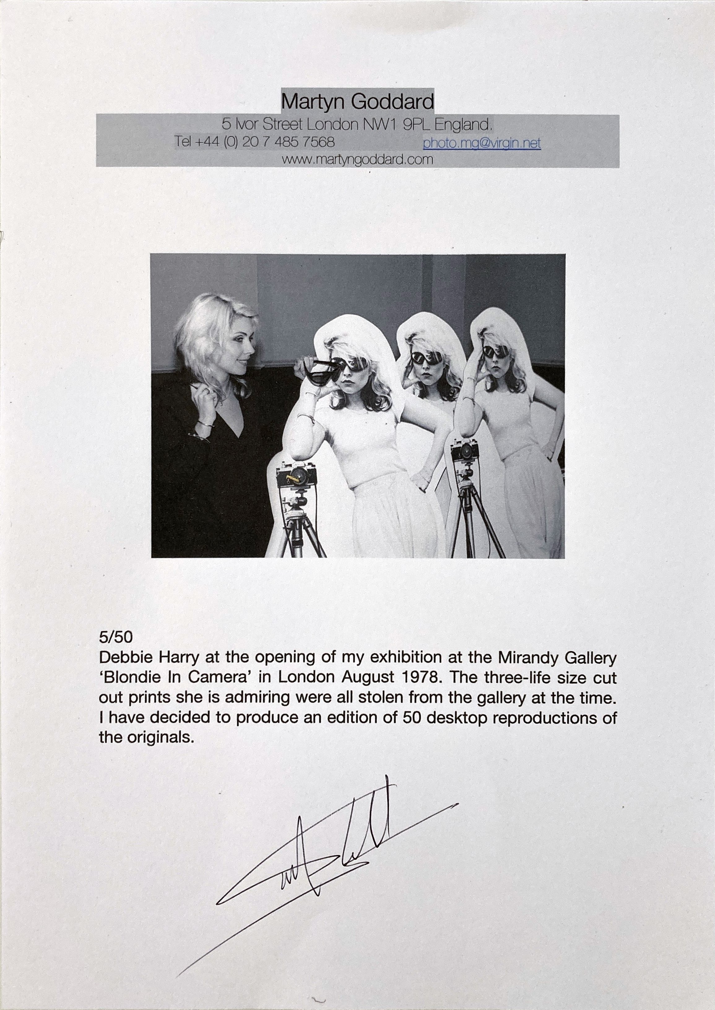 Lot 38 - MARTYN GODDARD - DEBBIE HARRY - A SIGNED