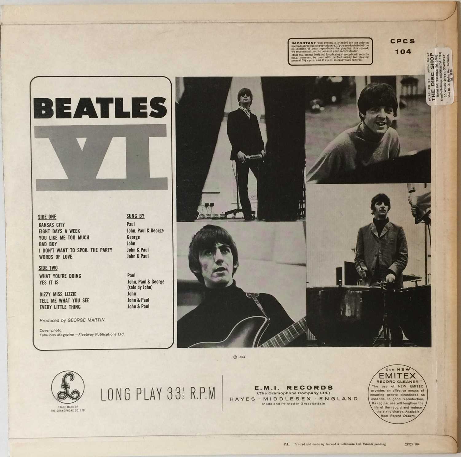 Lot 12 - THE BEATLES - VI LP (ORIGINAL EXPORT COPY