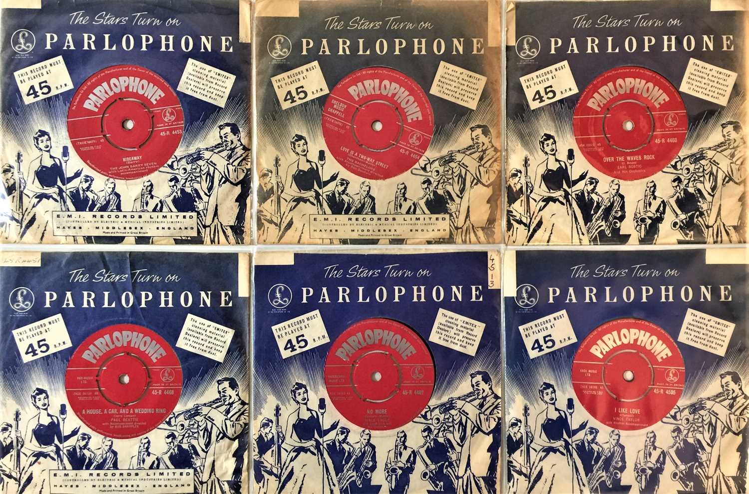 Lot 824 - 1958/59 RED 45-R SERIES PARLOPHONE 7"