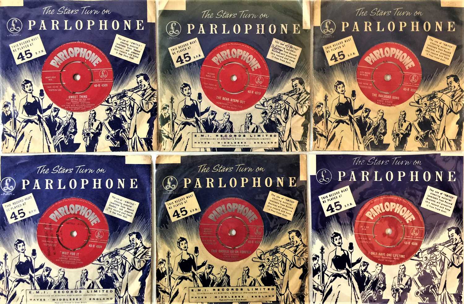 Lot 824 - 1958/59 RED 45-R SERIES PARLOPHONE 7"