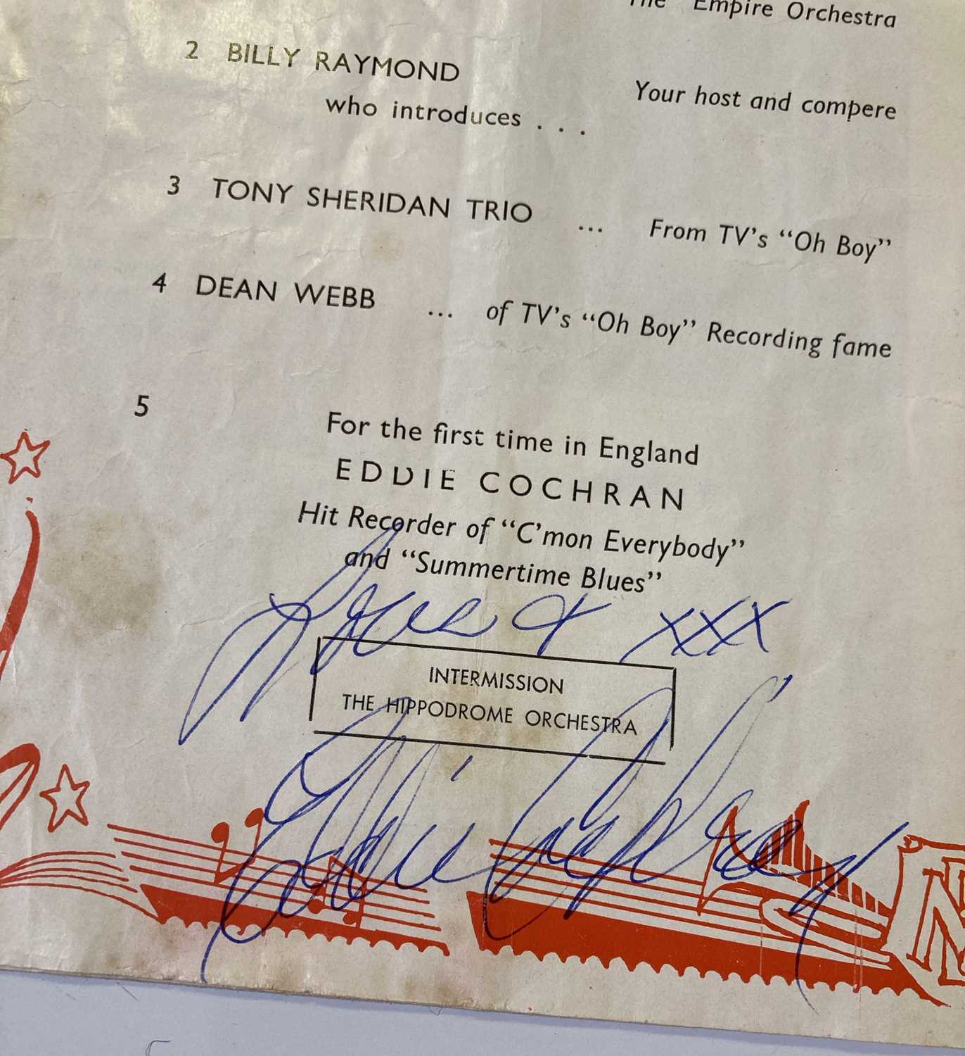 Lot 427 - EDDIE COCHRAN & GENE VINCENT SIGNED