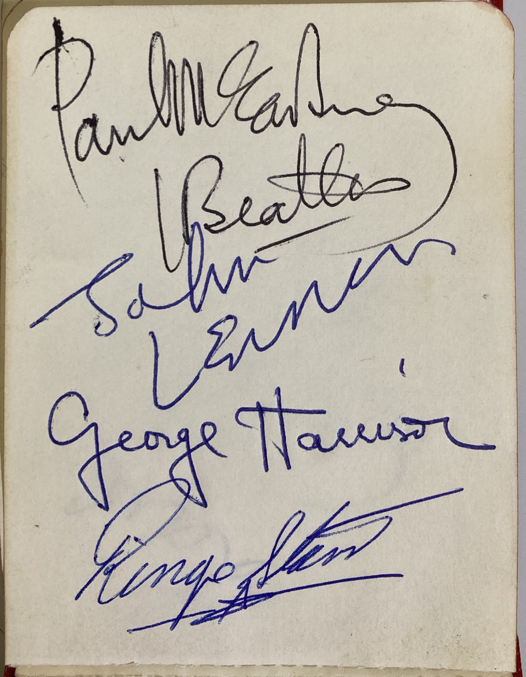 Lot 229 - FULL SET OF BEATLES AUTOGRAPHS,