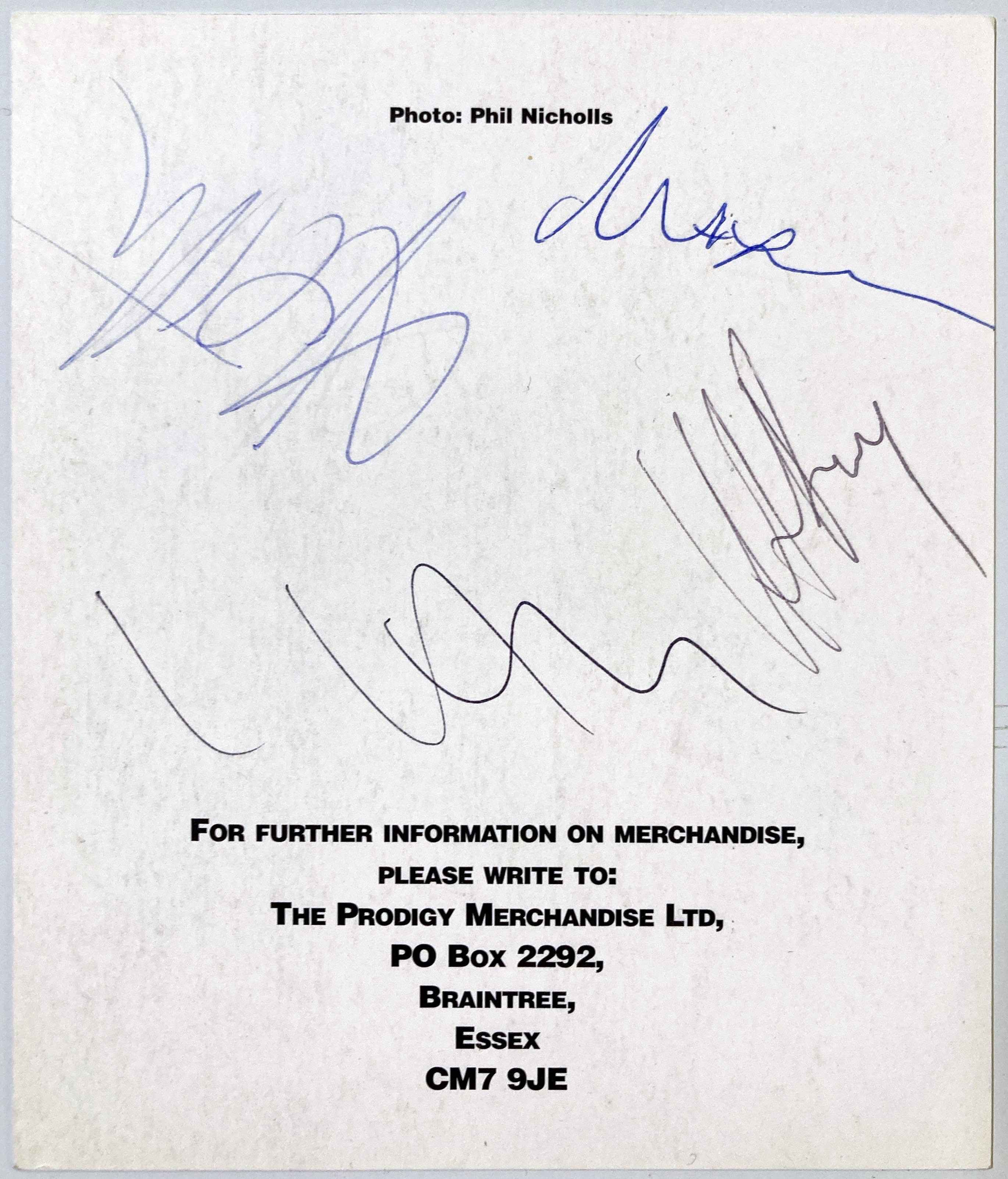 Lot 331 - THE PRODIGY - SIGNED CARD.