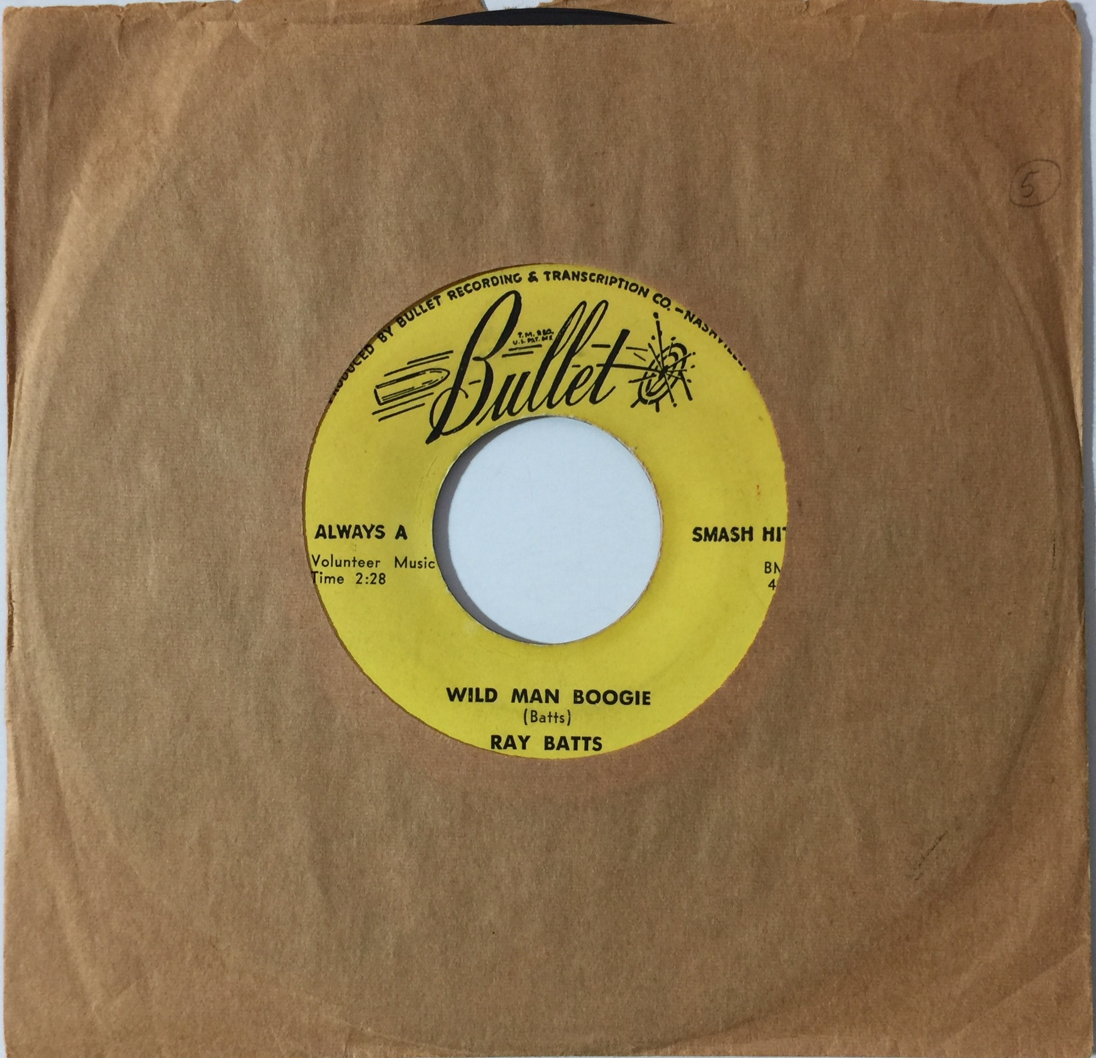 Lot 93 - RAY BATTS - WILD MAN BOOGIE/ BEAR CAT DADDY 7"