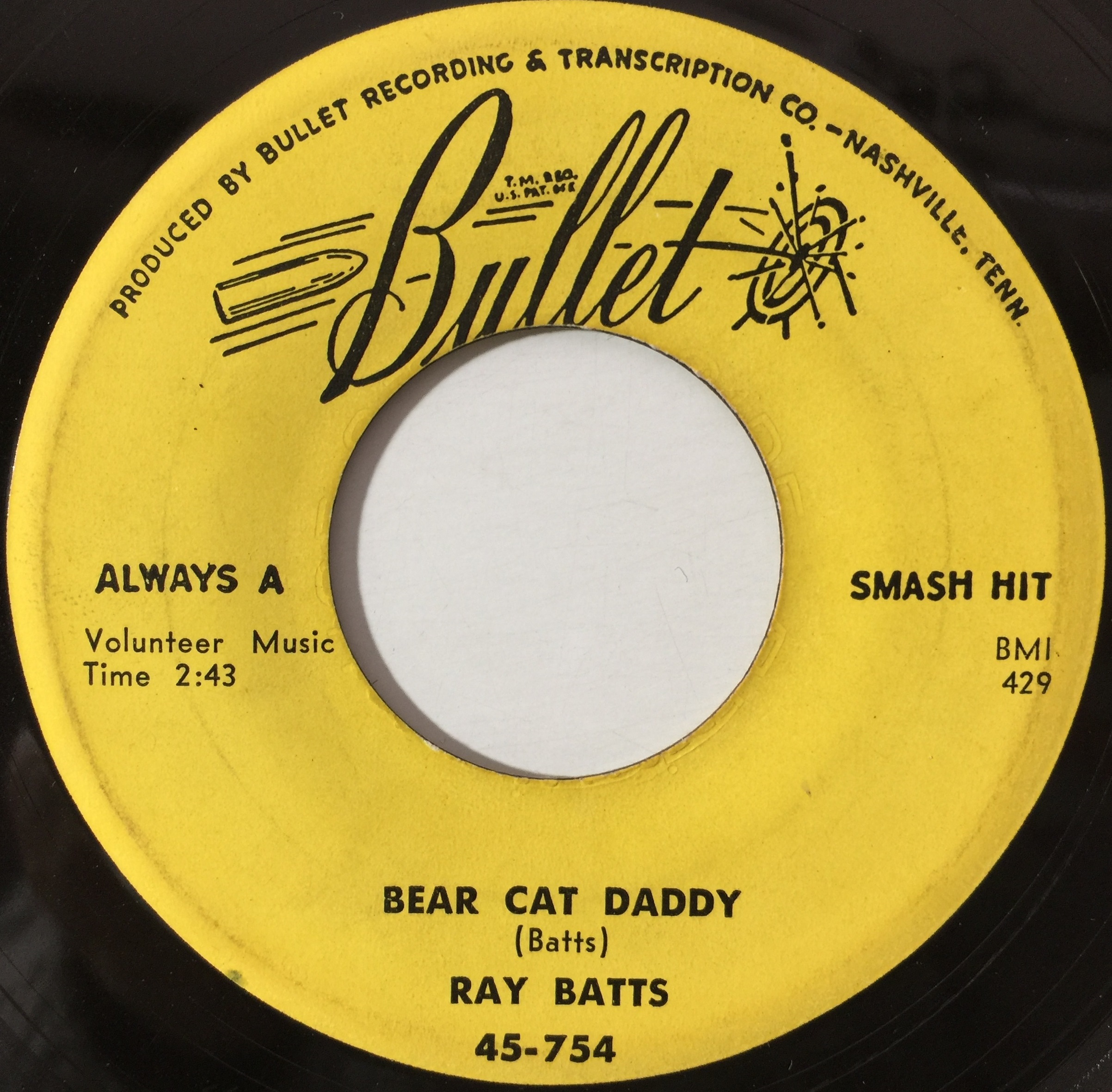 Lot 93 - RAY BATTS - WILD MAN BOOGIE/ BEAR CAT DADDY 7"