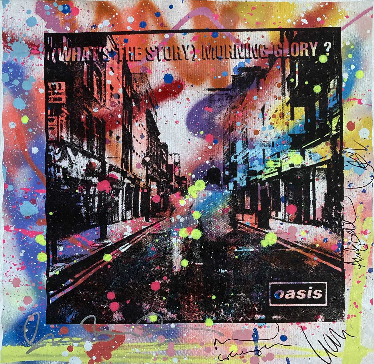 Lot 278 - OASIS - CANVAS PRINT SIGNED BY THE BAND.