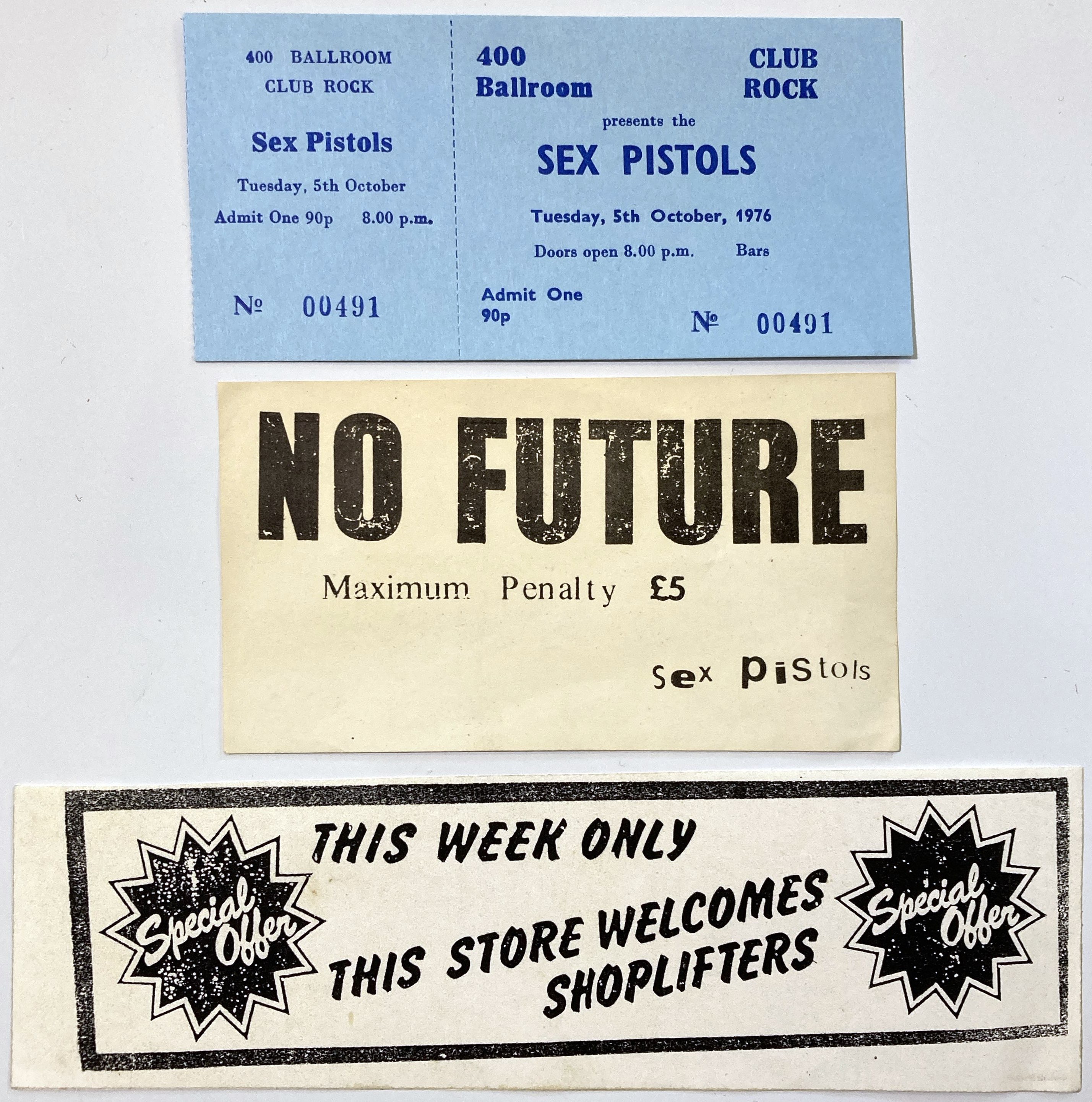 Lot 378 The Sex Pistols Unused Torquay Ticket 4093