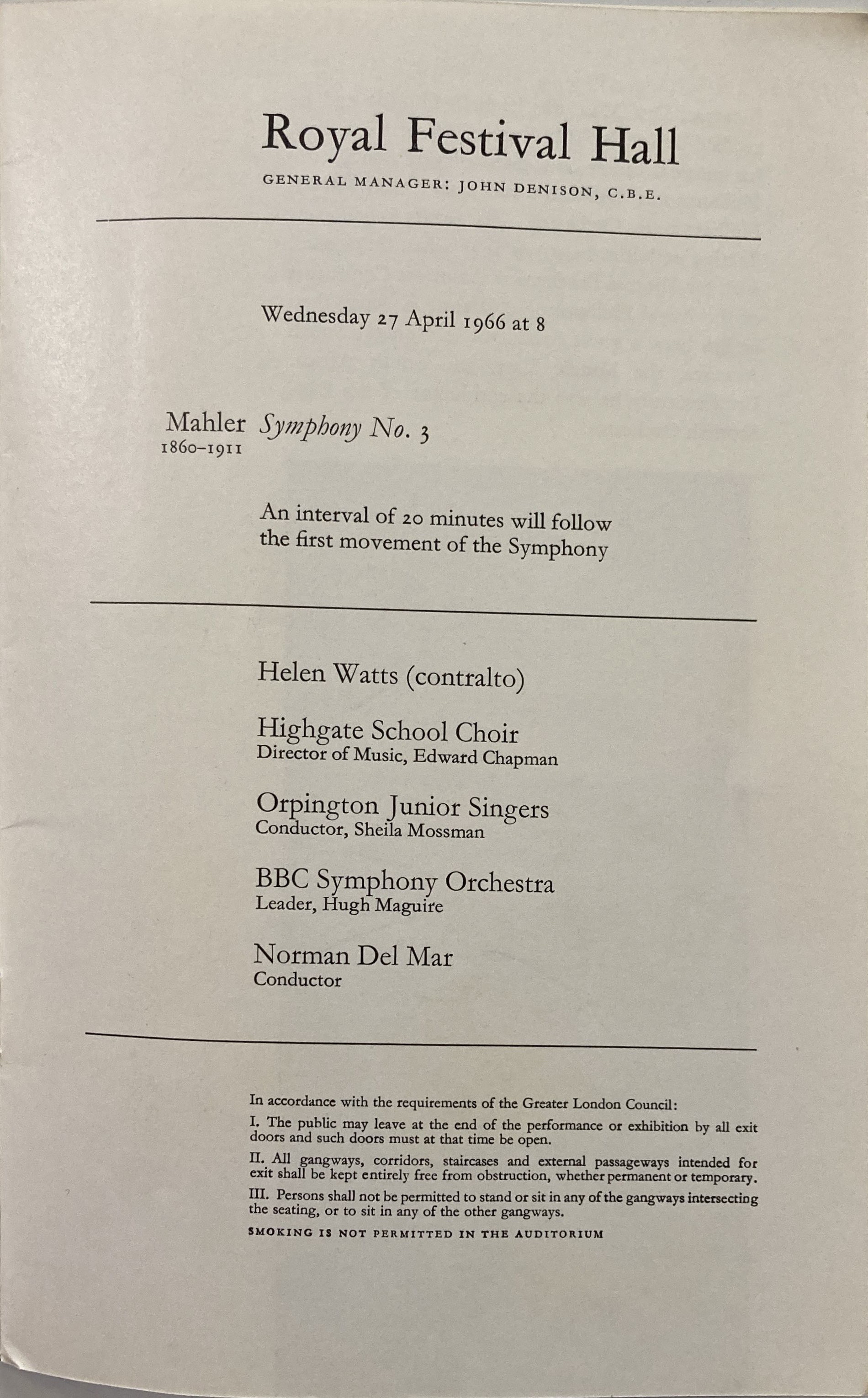 Lot 259 - THE BBC SYMPHONY ORCHESTRA - PROGRAMME